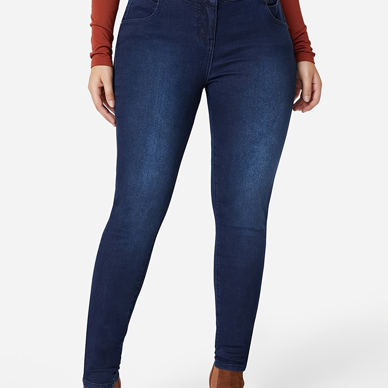 High Rise Single Breasted Skinny Jeans Retro Plain Legs High Waist ...