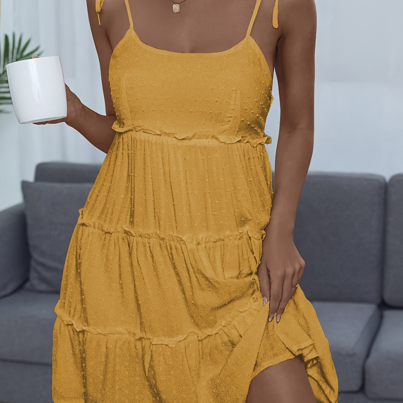 Women's Casual Solid Spaghetti Dress, Summer Sleeveless Vacation Mini ...