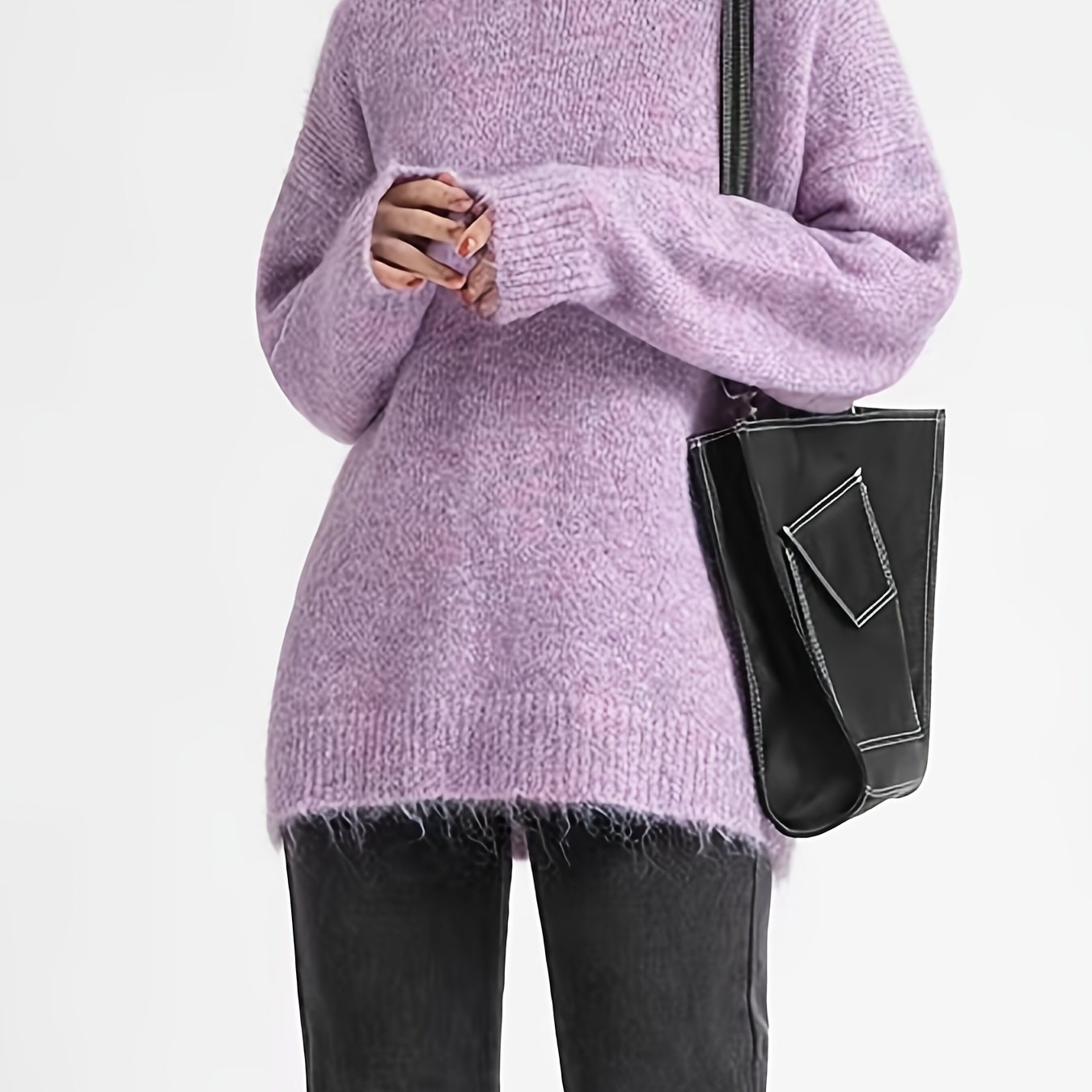 Stylish Solid Crew Neck Sweater Casual Long Sleeve Sweater Casual Tops ...