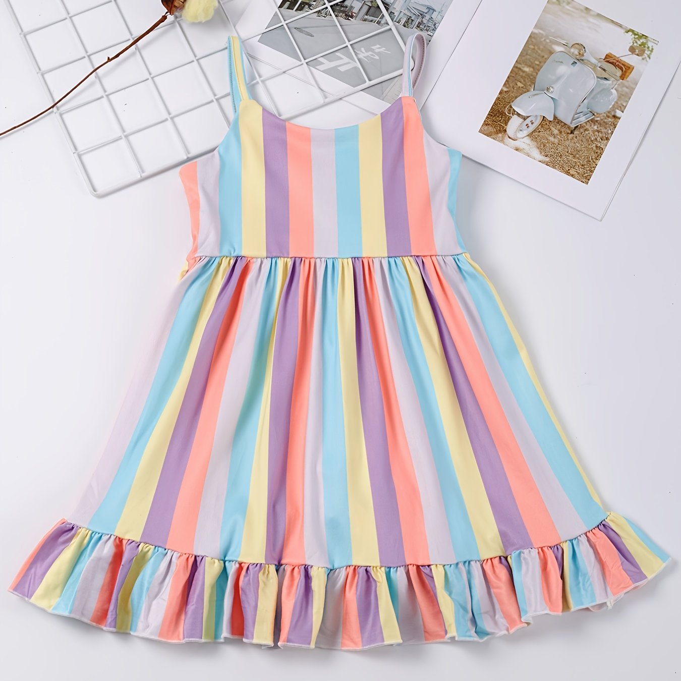 Striped Cami Dress Spring & Summer Girls Colorful - Temu New Zealand