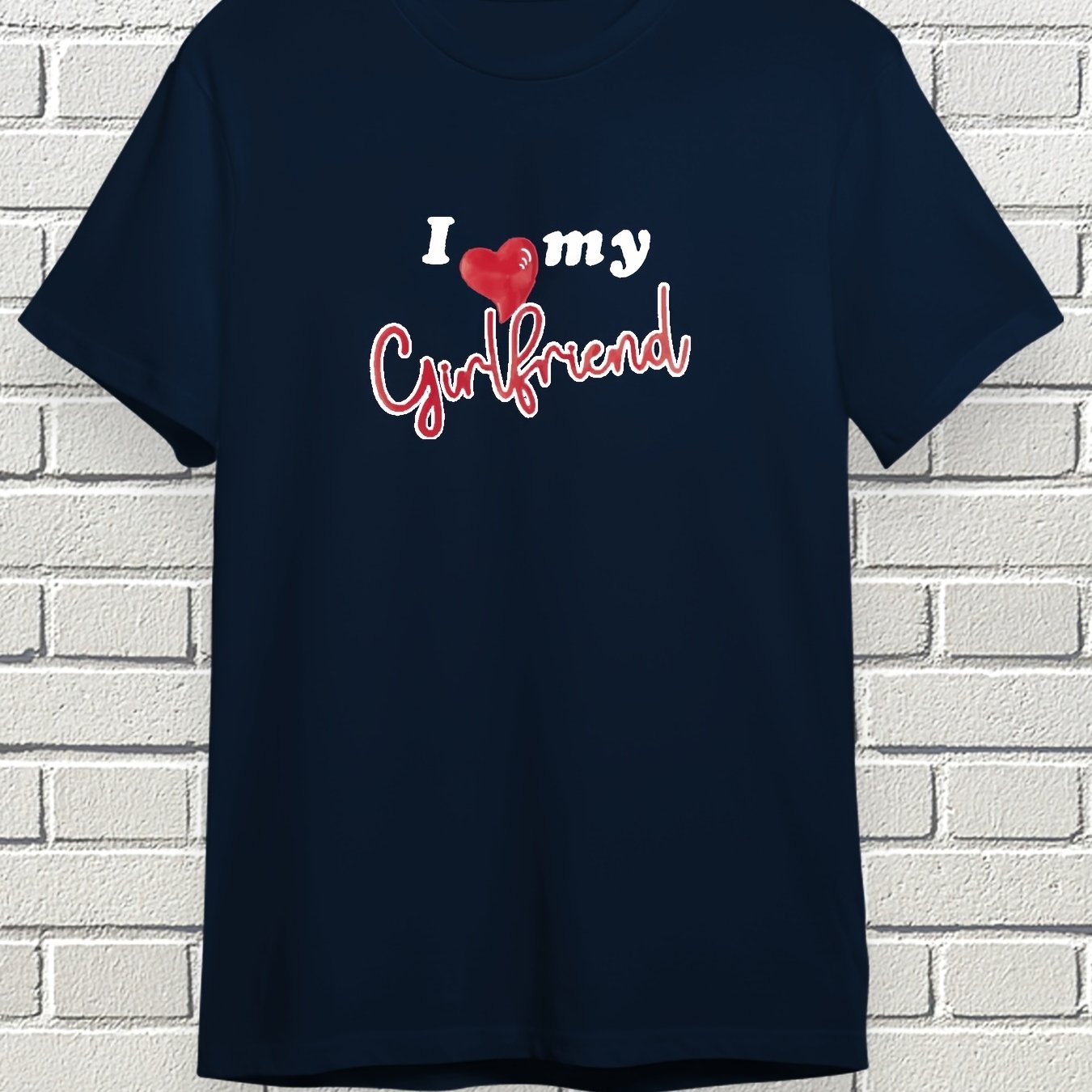 Mens Casual Trendy I Love My Girlfriend Graphic Print - Temu Australia