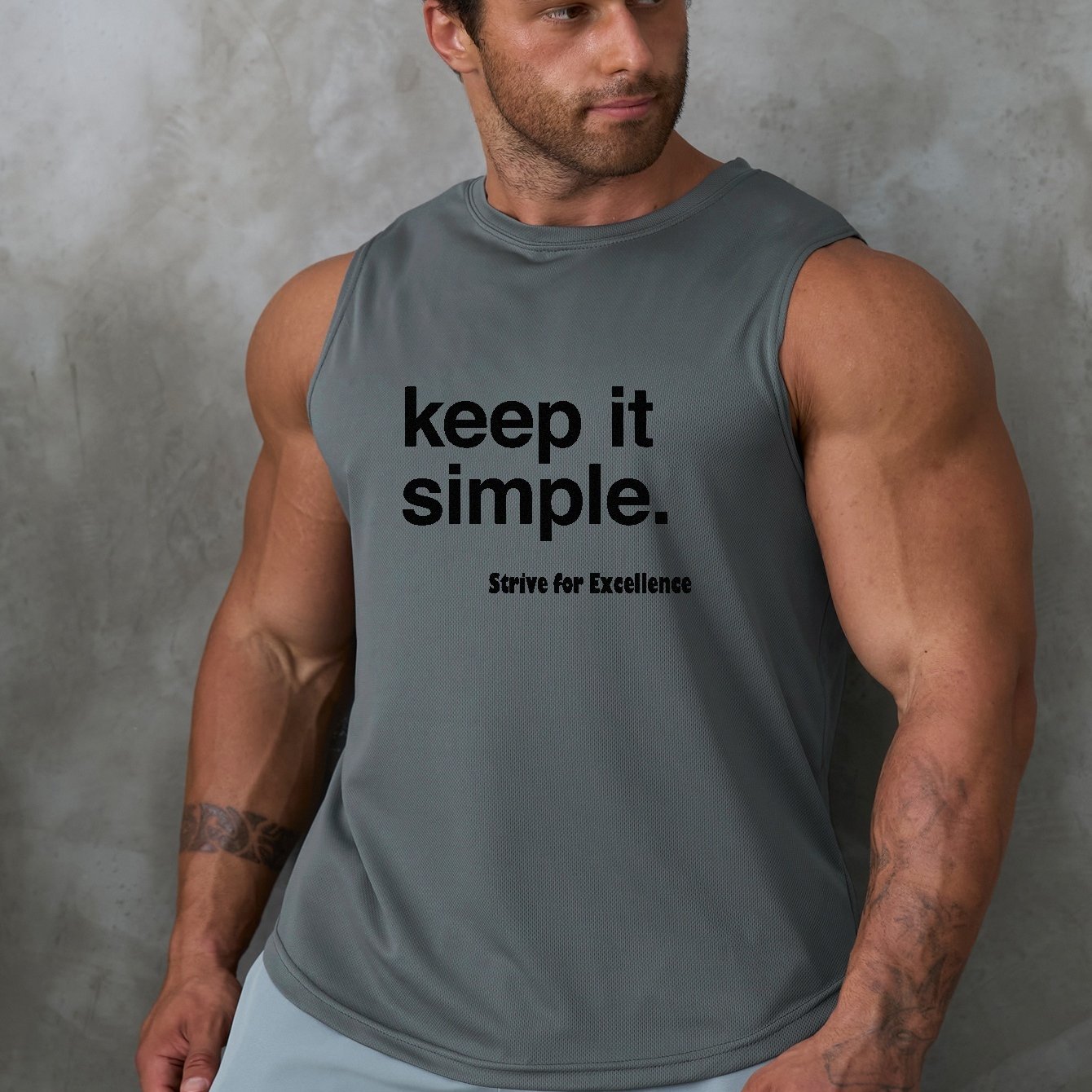 'keep Simple' Print A shirt Tanks Sleeveless Tank Top Men's - Temu ...