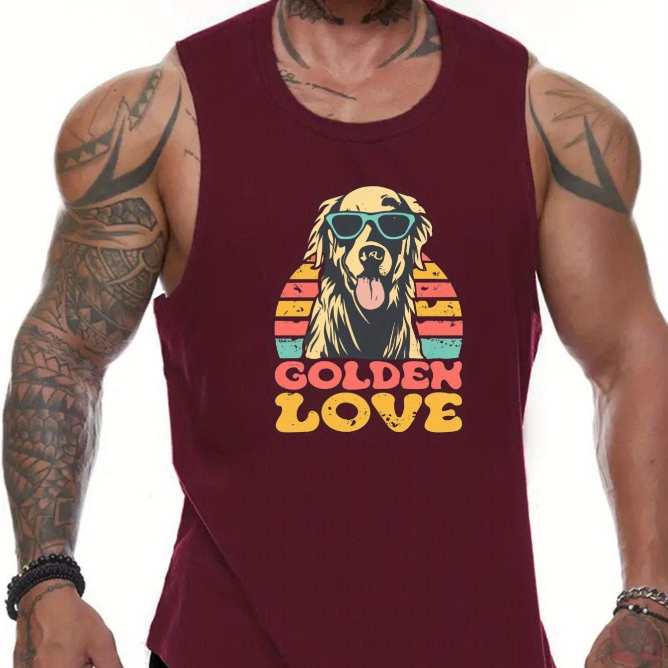 Cute Golden Love Creative Graphic Print Casual Active - Temu United Kingdom