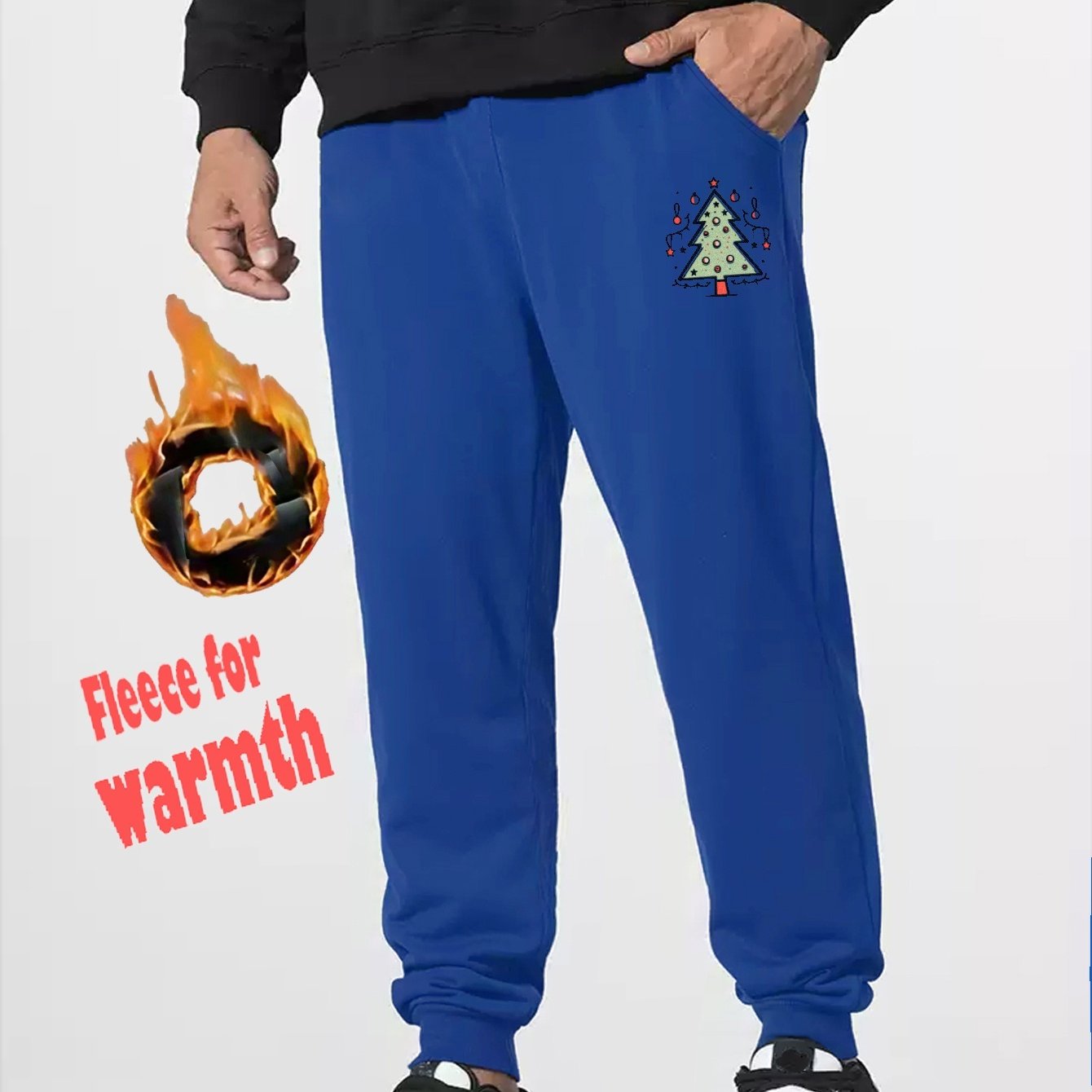Plus Size Men's Christmas Tree Snowman Print Joggers Fleece - Temu Denmark