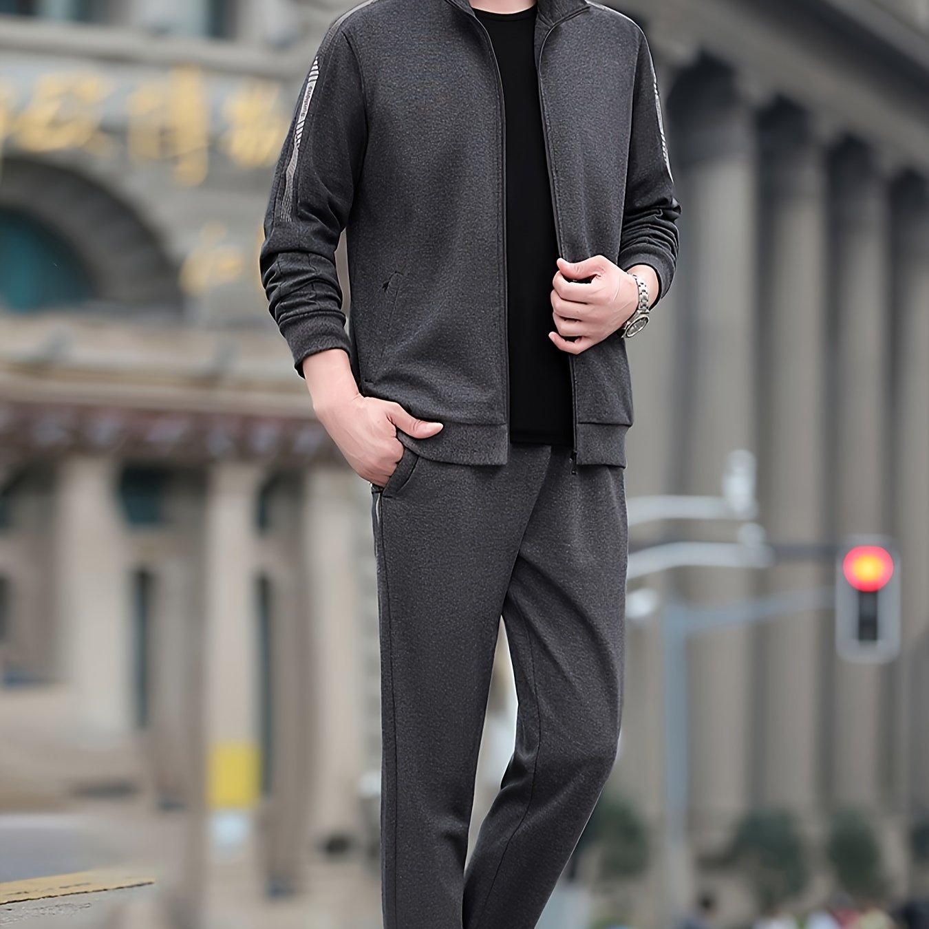 2pcs Set Mens Zip Lapel - Temu United Arab Emirates