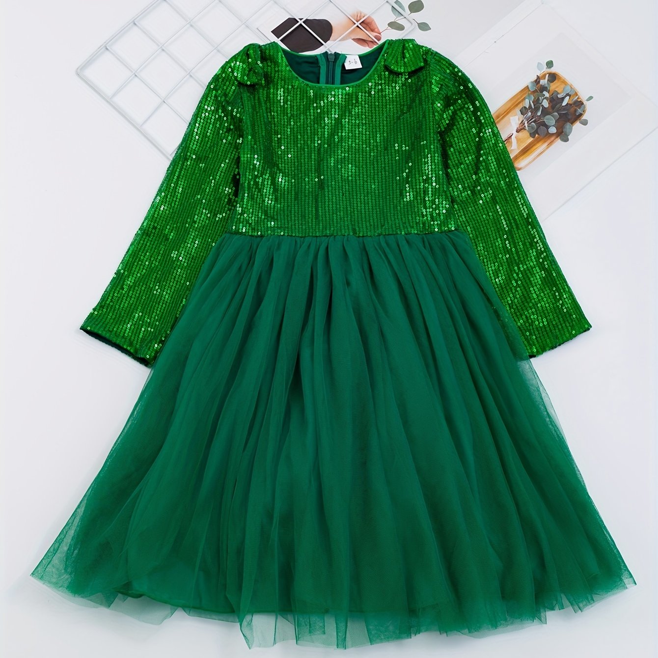 Toddler Girls Trendy Sequin Long Sleeve Tutu Dress Crew Neck - Temu Canada