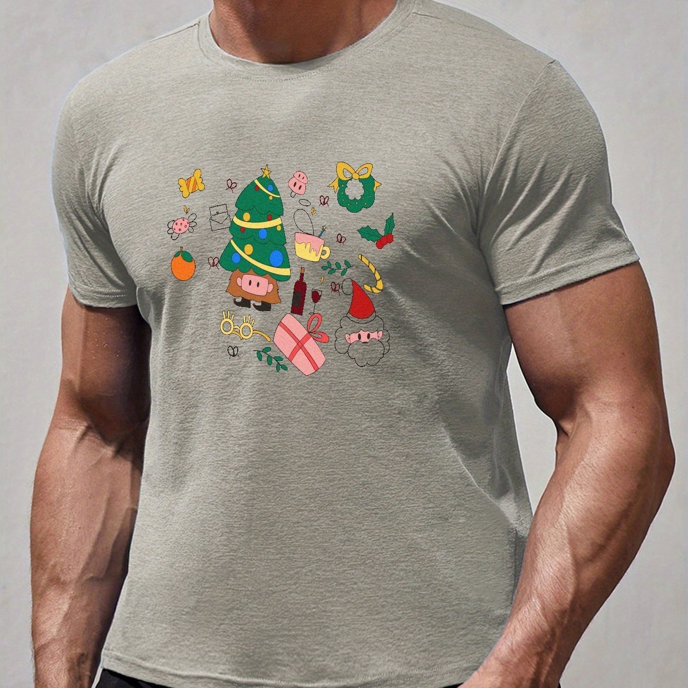 Plus Size Christmas Pattern Print Men's Graphic Design Crew - Temu Canada