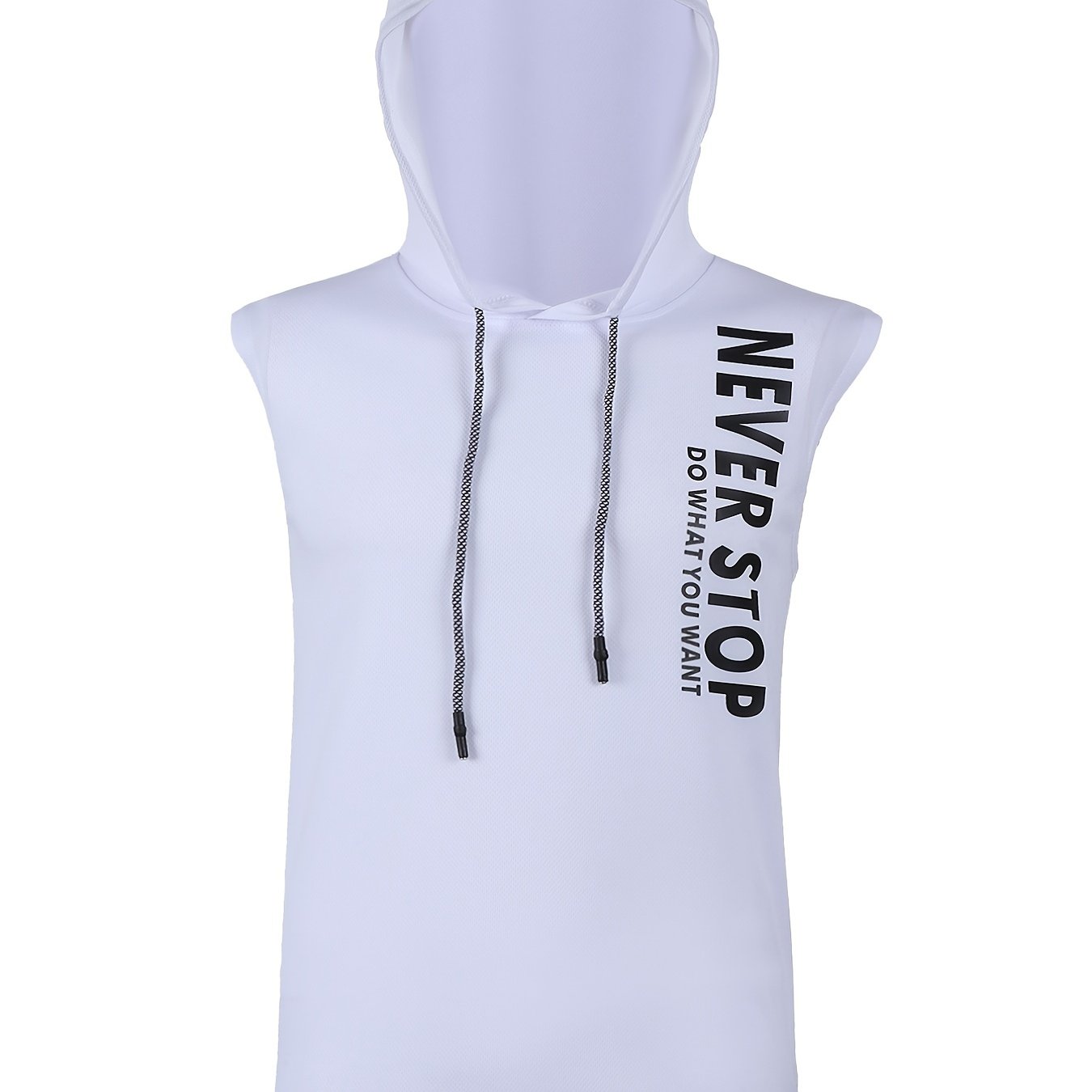 Men' " Stop" Print Hooded Hem Sleeveless - Temu United