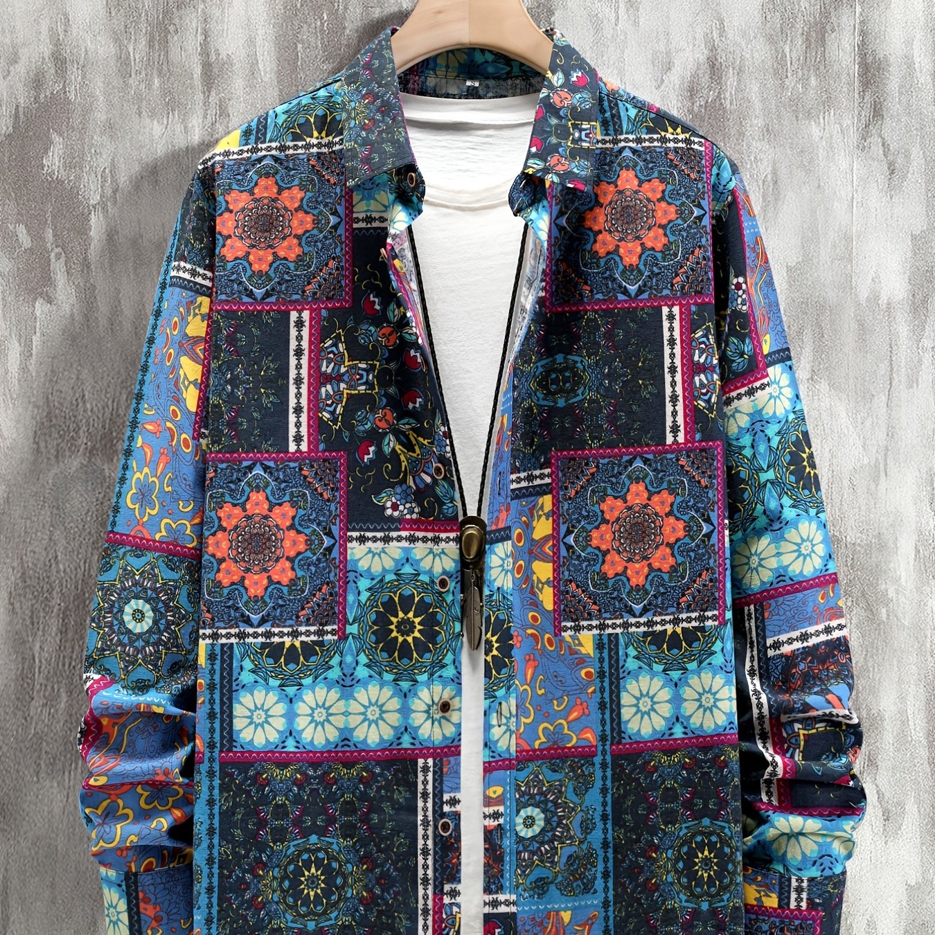 Mens Casual Floral Pattern Non Stretch Button Up Shirt Male Clothes For ...