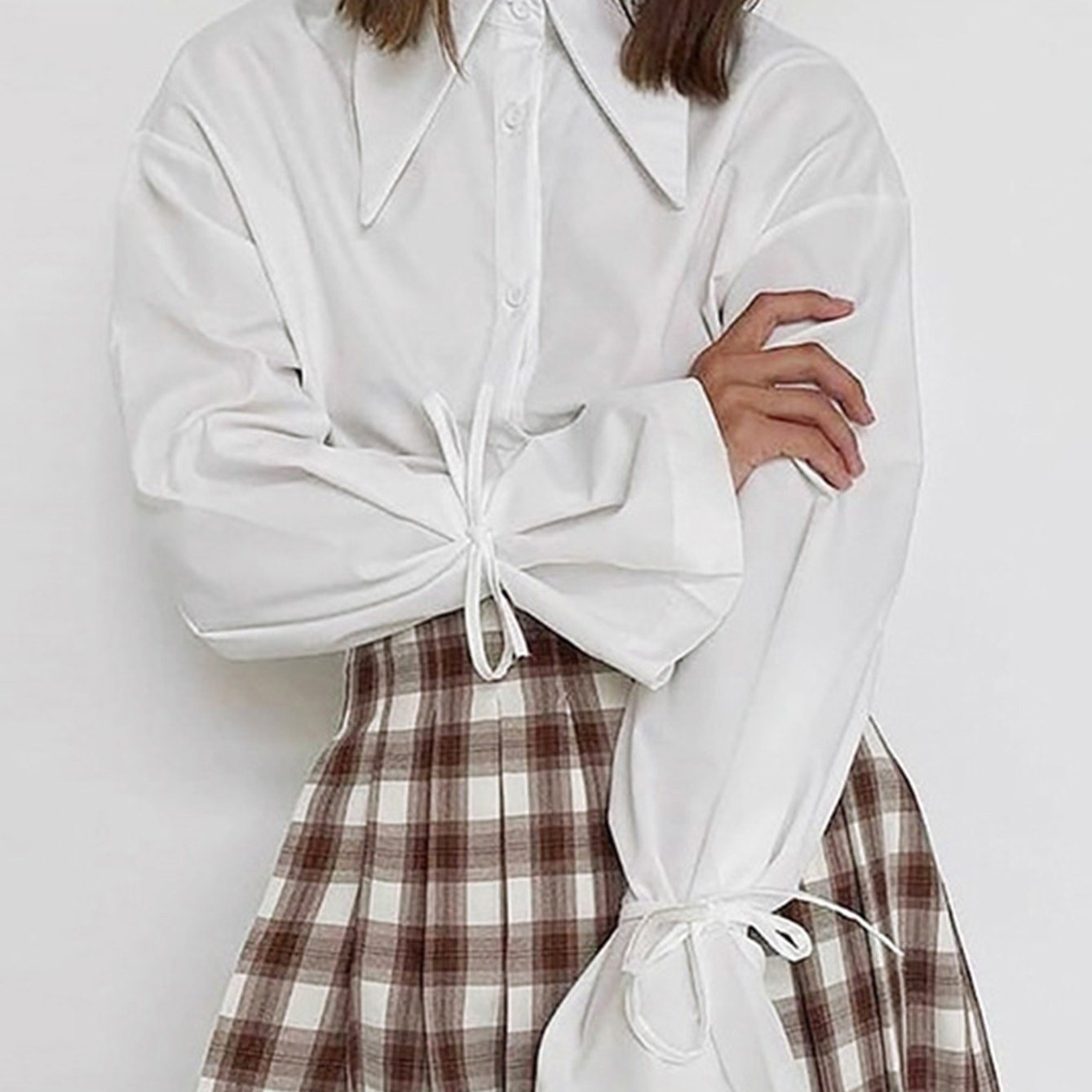 Womens Blouse Elegant Office White Loose Work Casual Turn Down Collar
