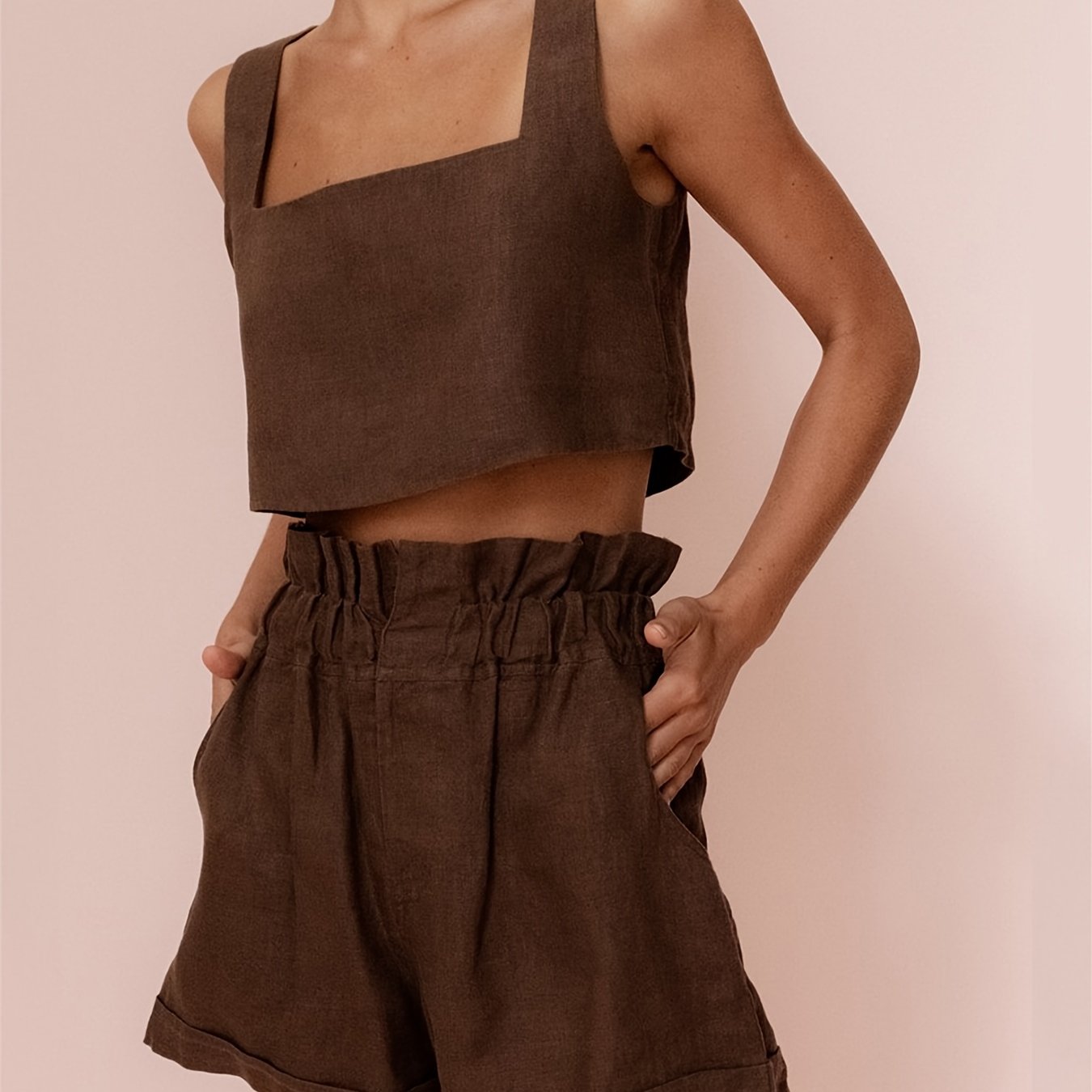 Solid Crop Tank Top Square Collar Casual Top For Spring Summer Women's ...