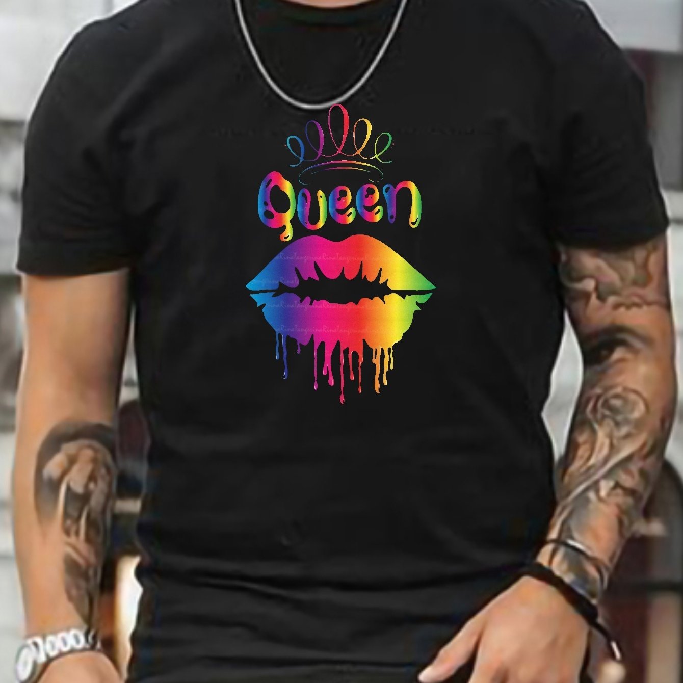 Plus Size Men's Casual Graphic Tees For Summer Queen Print Crew Neck ...