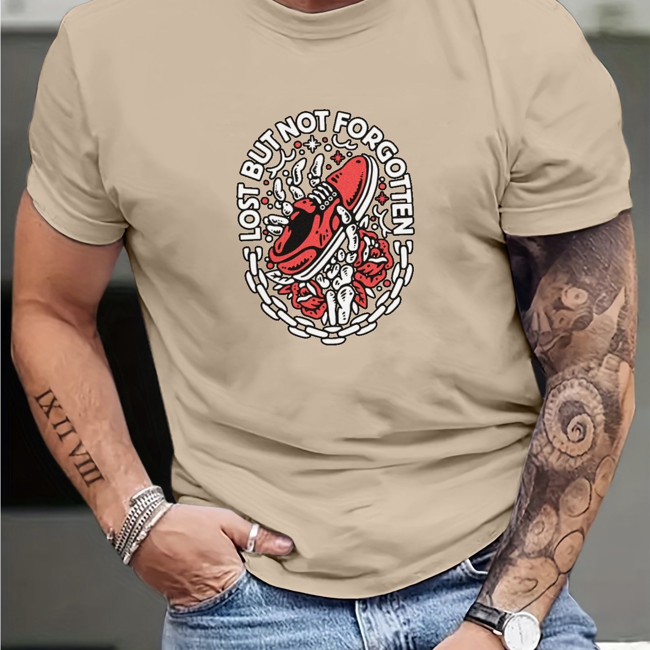 Plus Size Men's Casual Graphic Tees For Summer Sneaker Print Oversized ...