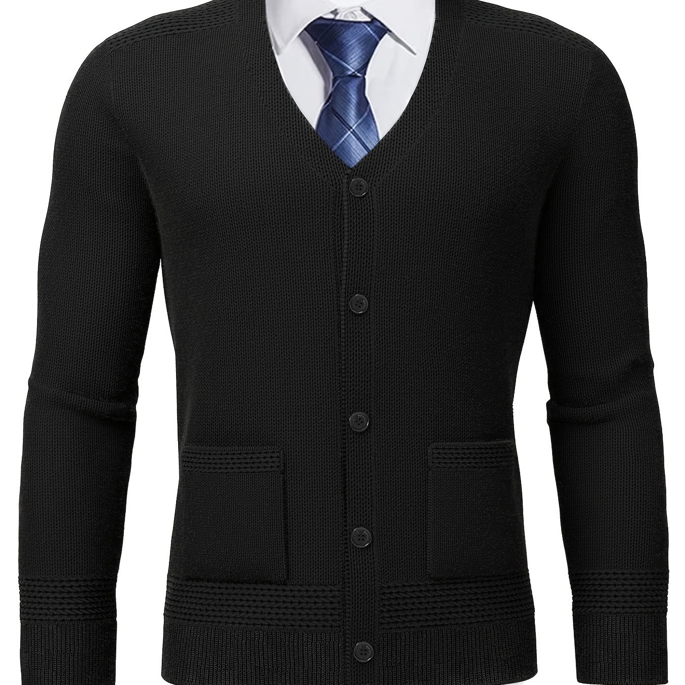 Men's Casual Knit Cardigan V Neck Button Up Black Cardigan | Shop Now ...