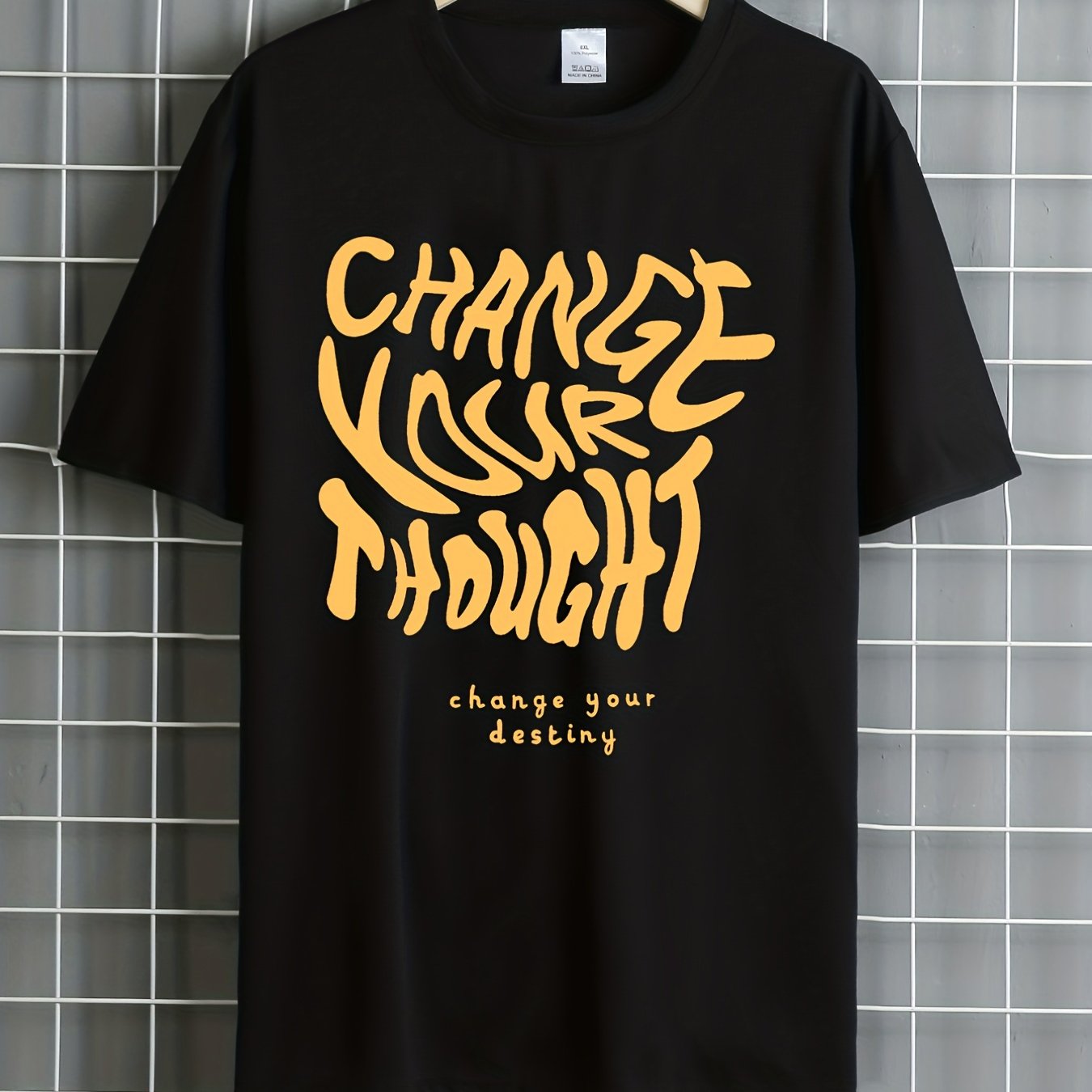 Mens Plus Size Trendy Creative Words Pattern Print Tees For Summer ...