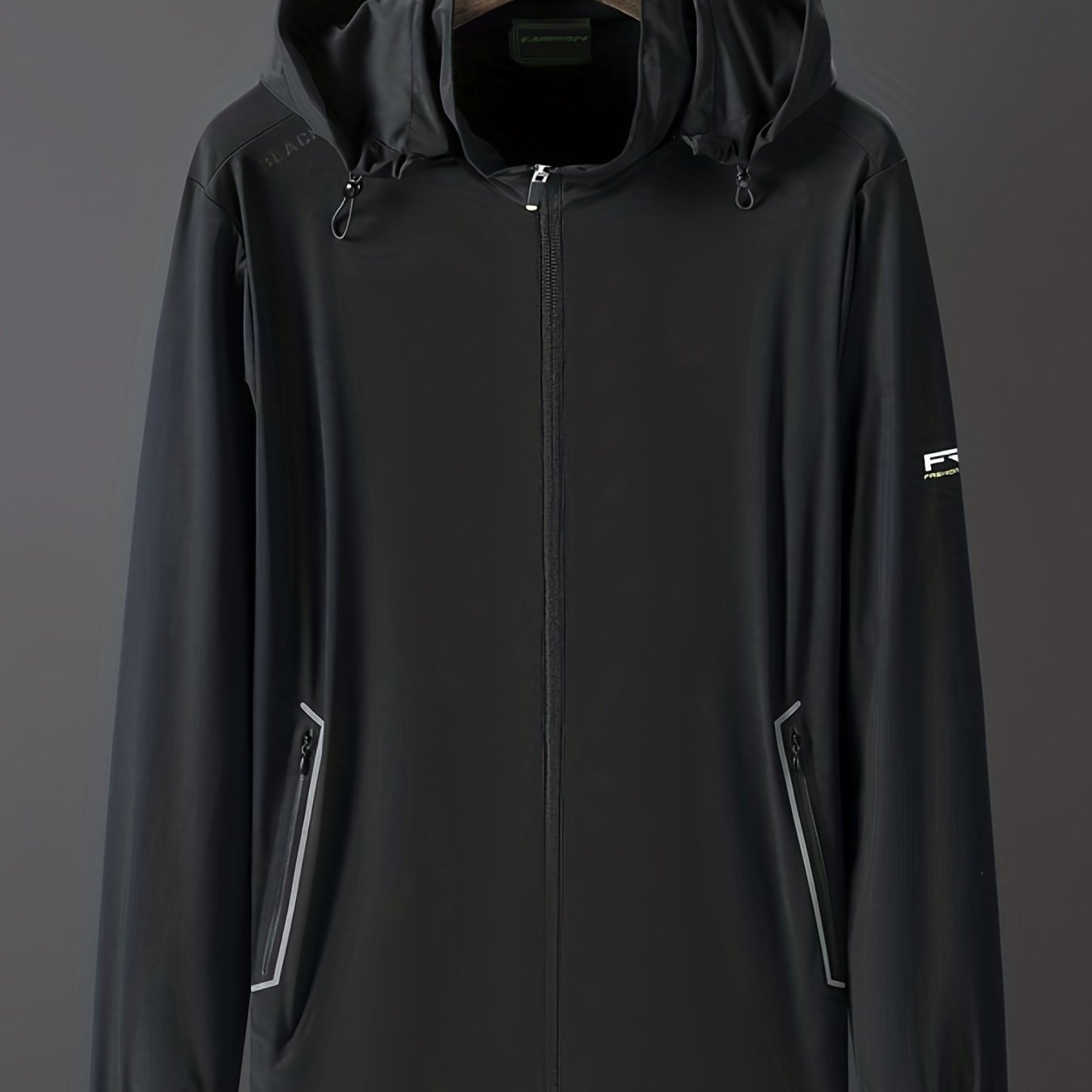 Plus Size Mens Zipper Hoodies Loose Fit Quick Drying Jacket - Men's Big ...