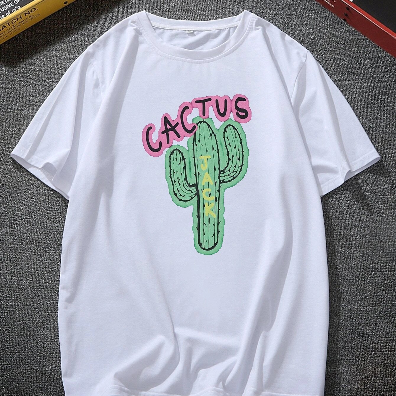 Plus Size Mens Creative Cactus Graphic T Shirt Comfy Elastic Tees For