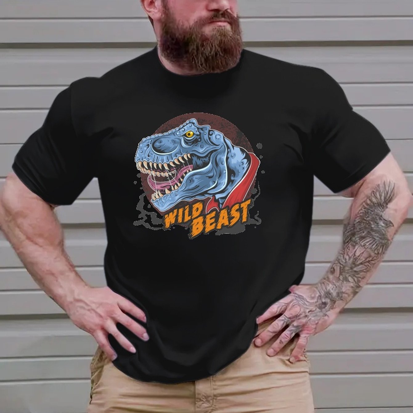 Men's Street Style Plus Size Graphic T Shirts Fashion Dinosaur Print ...