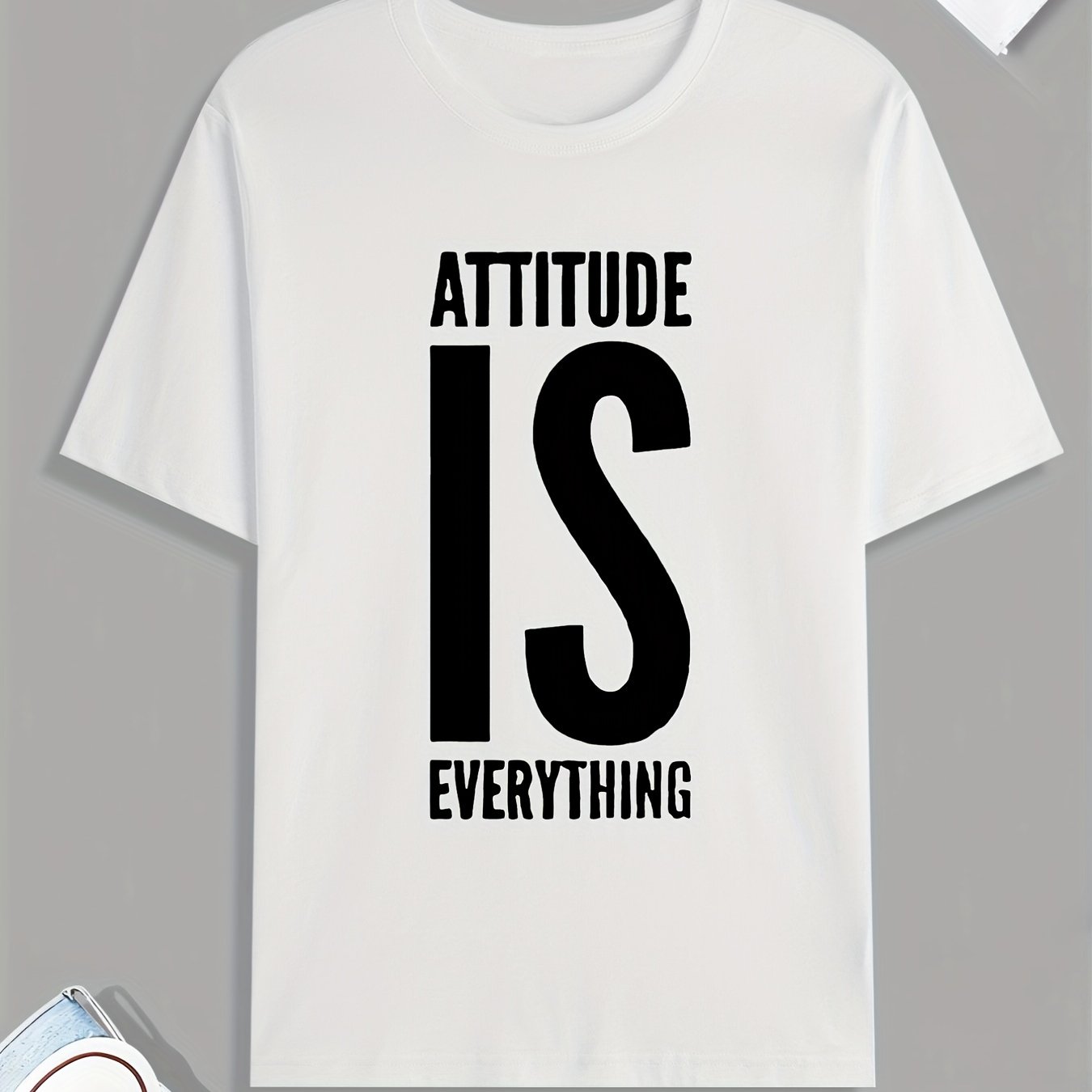 Slogan Attitude Is Everything Pattern Print Men's T Shirt Graphic Tee ...