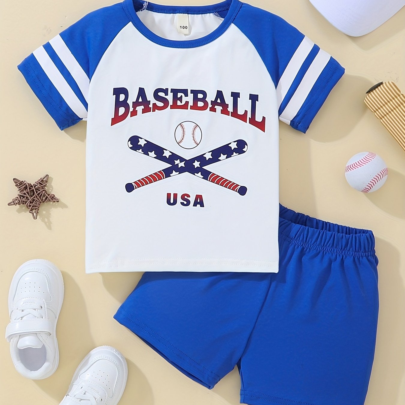 2pcs Boys Teen Casual Baseball Graphic Print Round Neck T Shirt Shorts ...