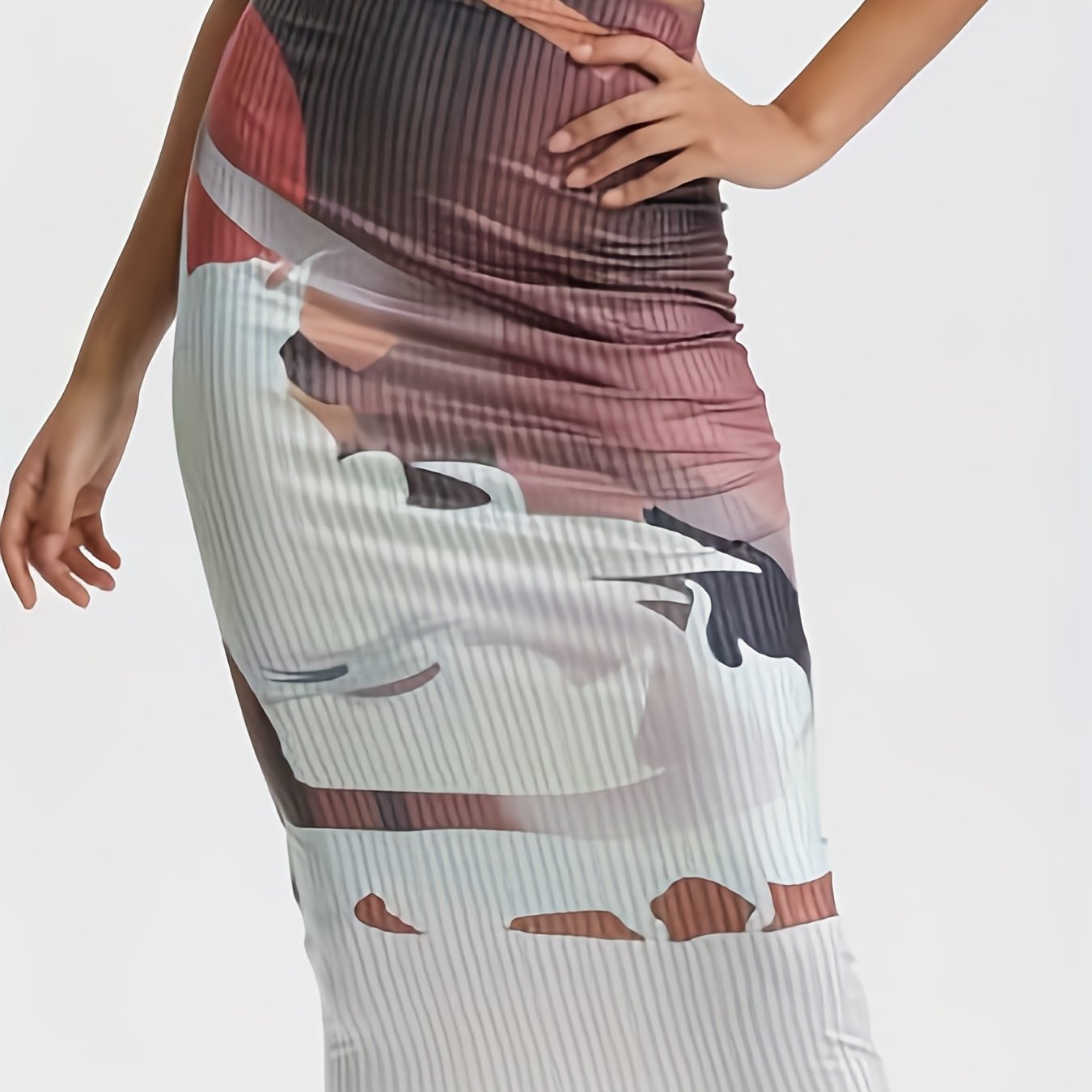 Abstract Print Slim Skirt Casual Every Day Skirt Women's Clothing ...