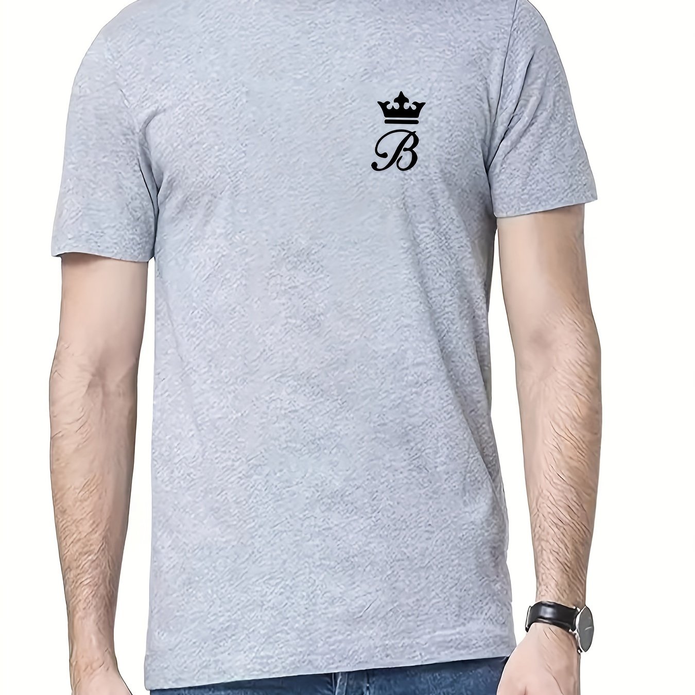 Crown Trendy T Shirt For Men Plus Size Comfy Summer Graphic Tee For Big