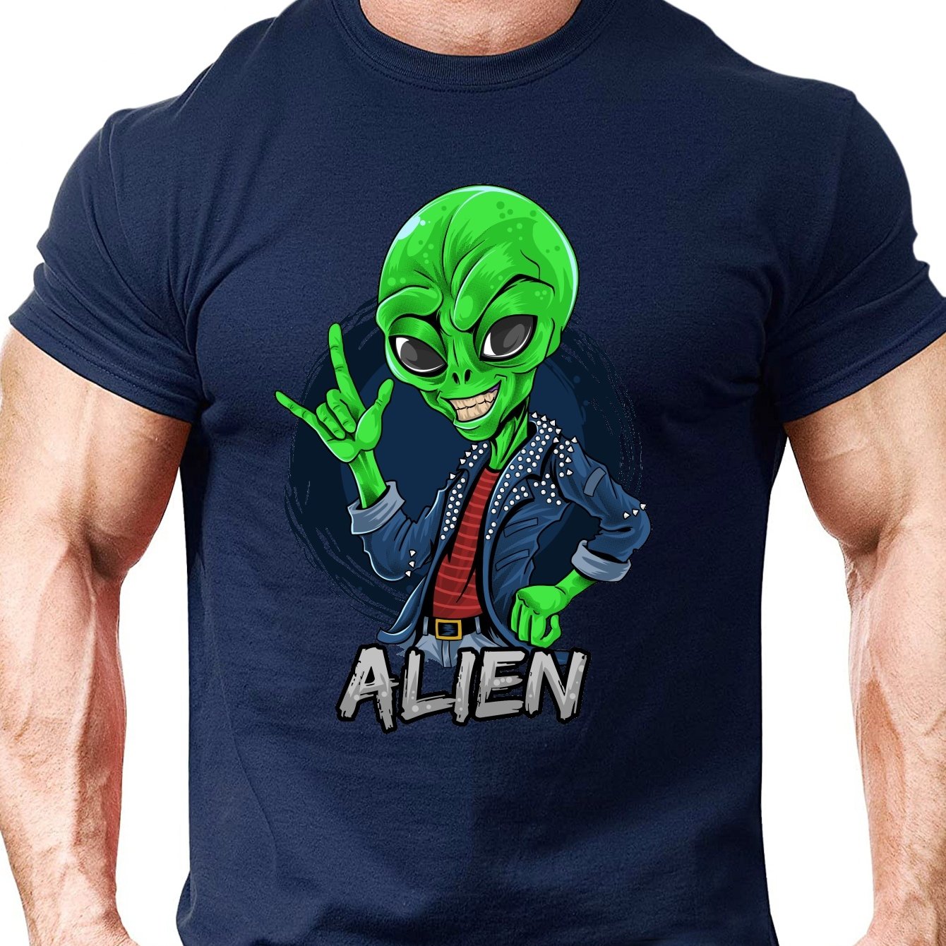 Stylish Alien Pattern Print Men's T Shirt Graphic Tee Men's Summer ...
