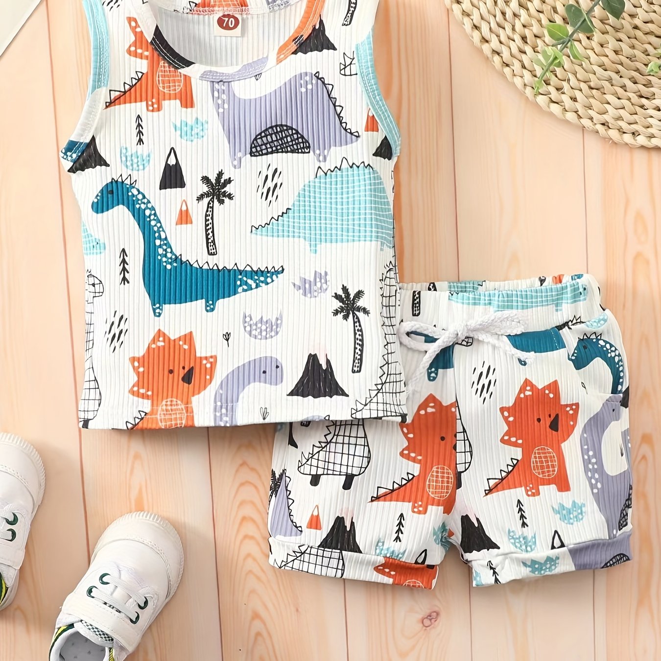 Baby Infant Boys Cute Dinosaur Graphic Print Tank Top Shorts - Temu ...