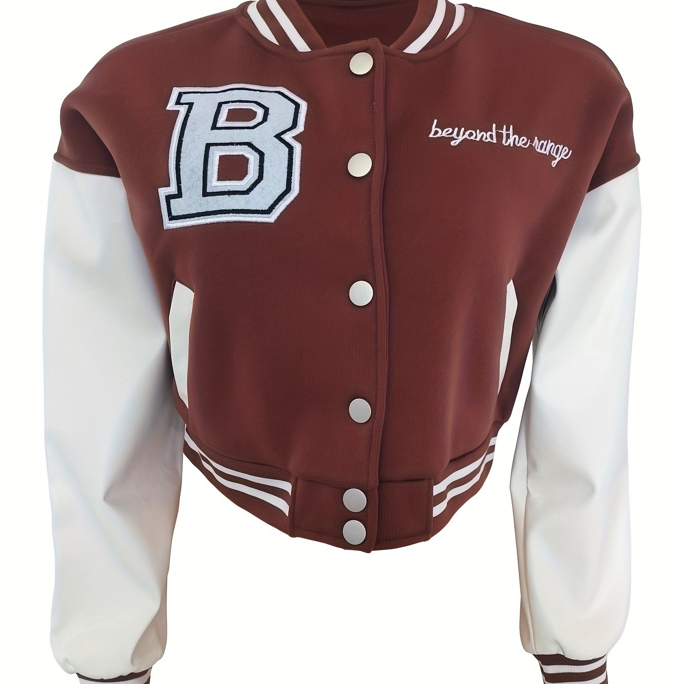 Womens Varsity Jacket Cropped Letter Baseball Bomber Jacket Vintage Y2k ...