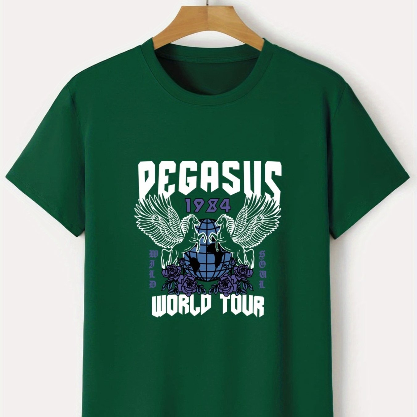 White Wings Earth Graphic Print Men's Creative Top Casual - Temu United ...