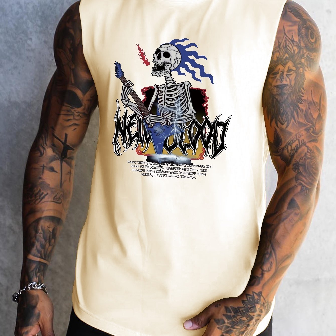 Men’s A shirt Tanks Guitar Playing Skeleton Print Singlet - Temu Canada