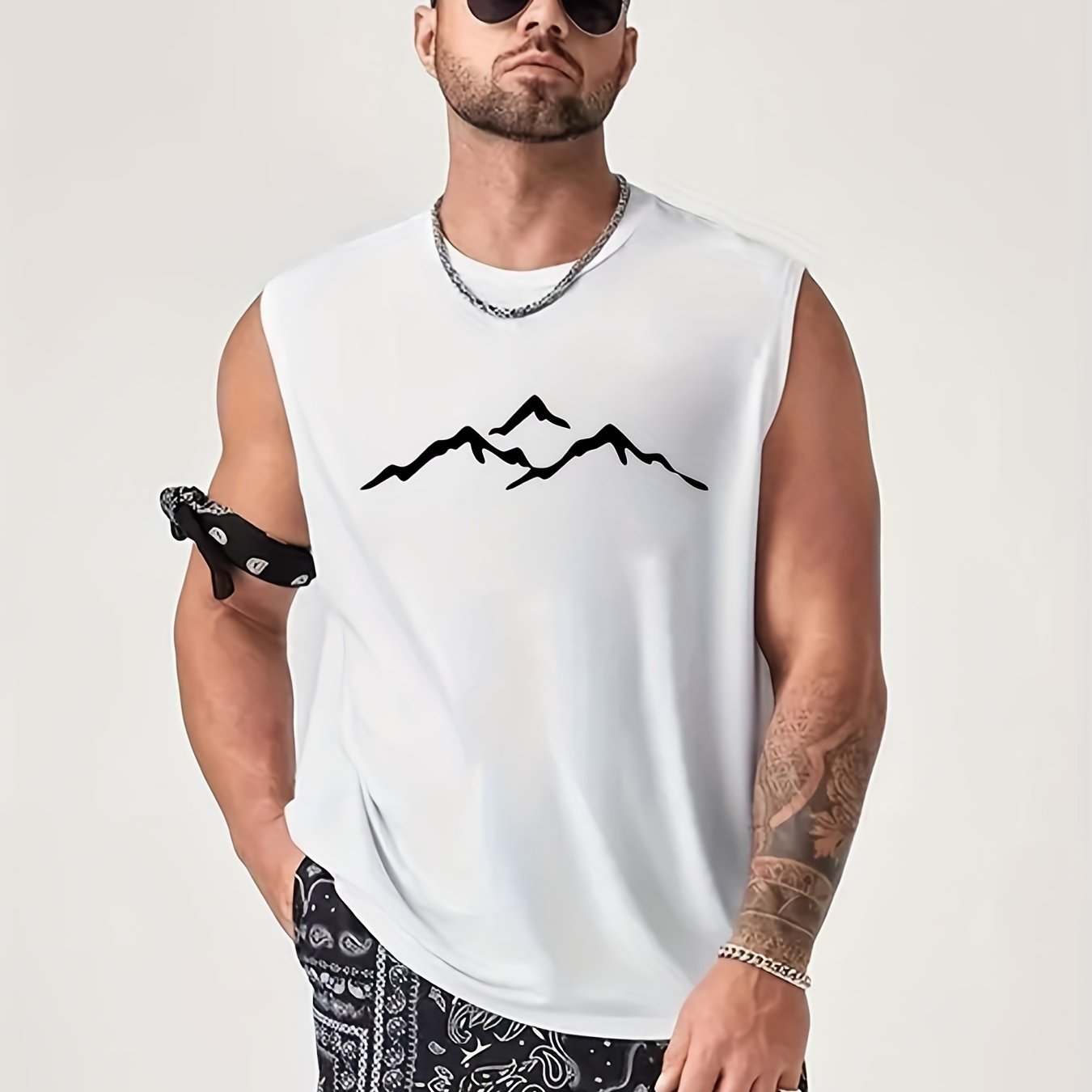 Men’s A shirt Tanks Line Art Mountains Print Singlet - Temu New Zealand