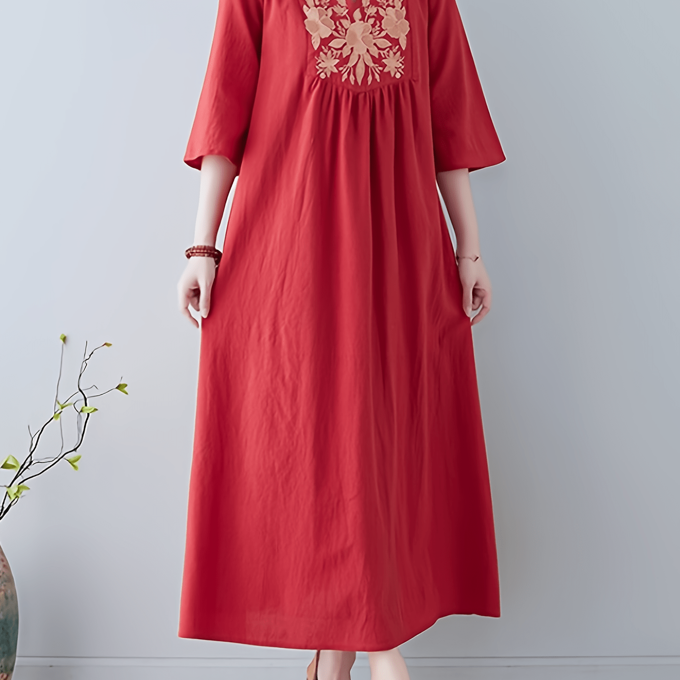 Spring And Summer Embroidered And Linen Dress Fat Mm Large Size Loose ...