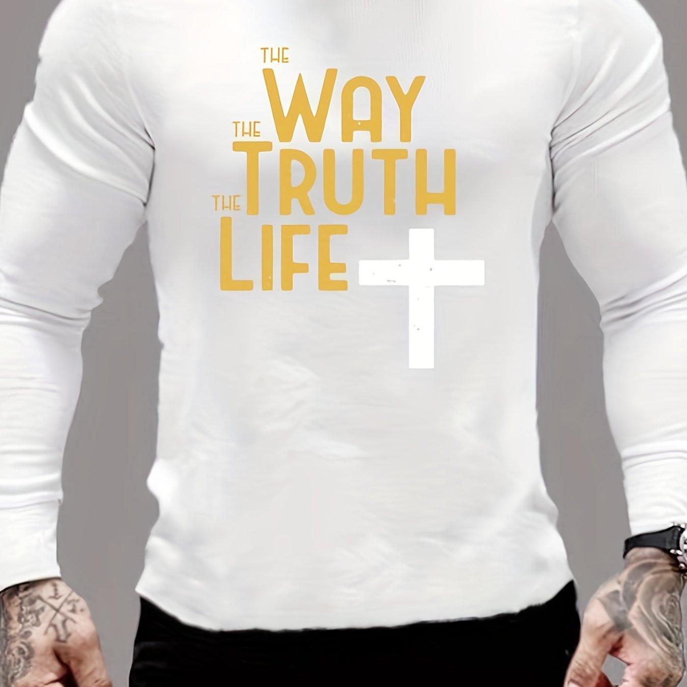 Plus Size Men's The Way The Truth The Life Print Graphic T Shirt With ...