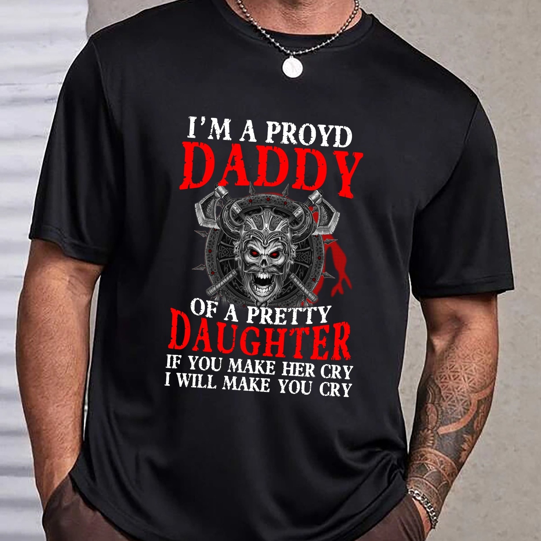 Plus Size Men's Trendy Proud Daddy Graphic Tees Comfy Stretch Breathable T Shirts For Summer ...