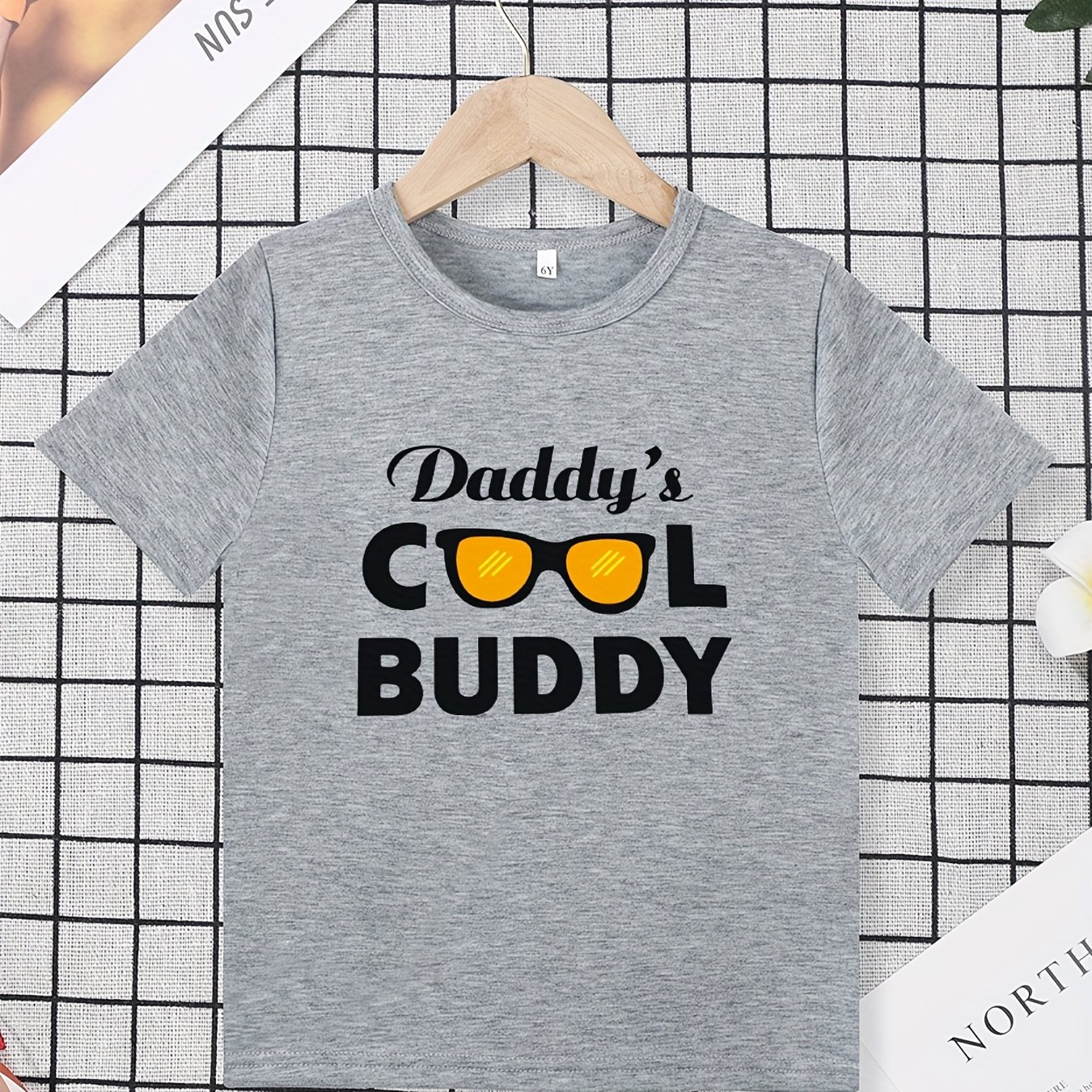 Father's Day Daddy's Cool Buddy Letter Print Boys Creative T Shirt ...