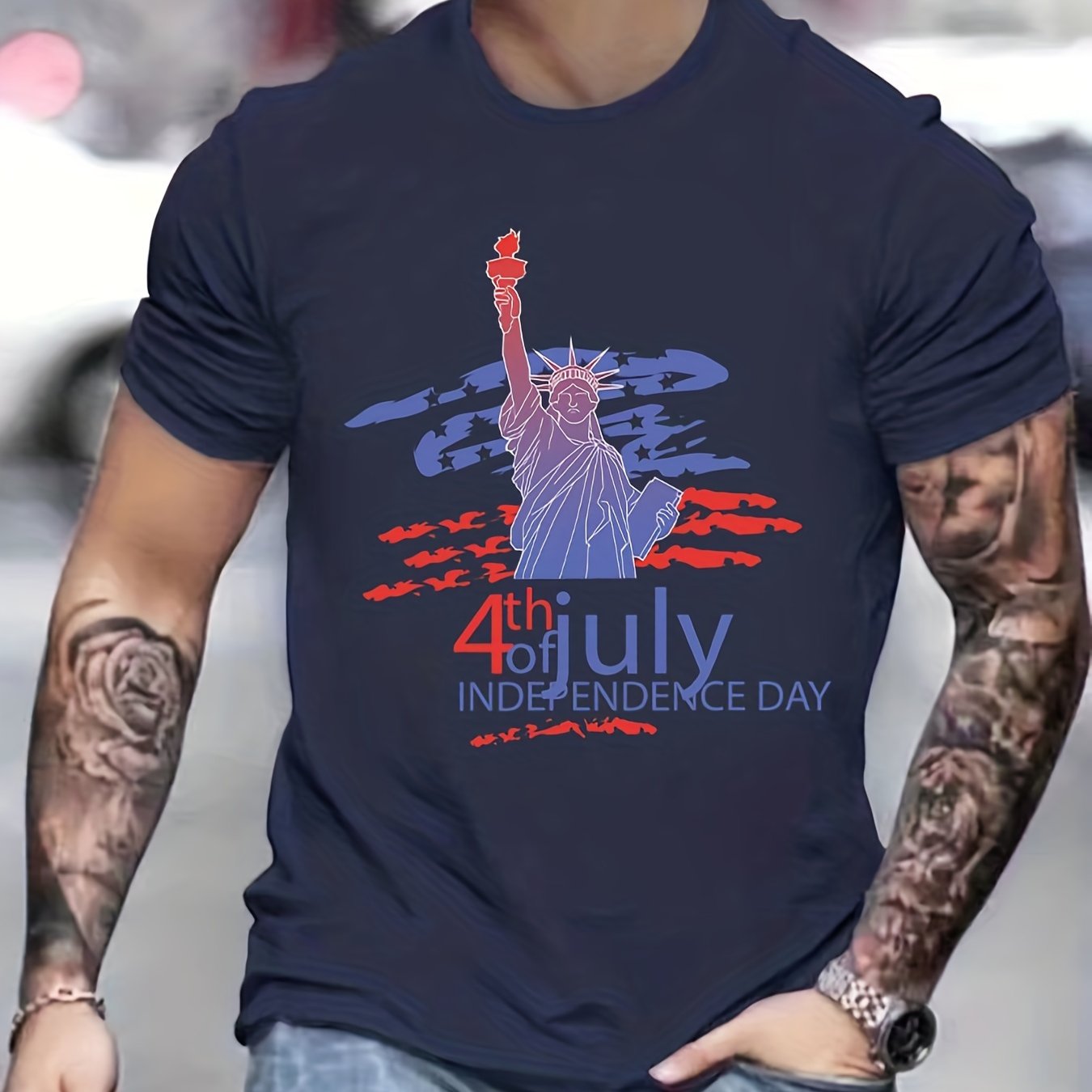 The Statue Of Liberty Print Men's Graphic T Shirt Casual Comfy Tees For ...