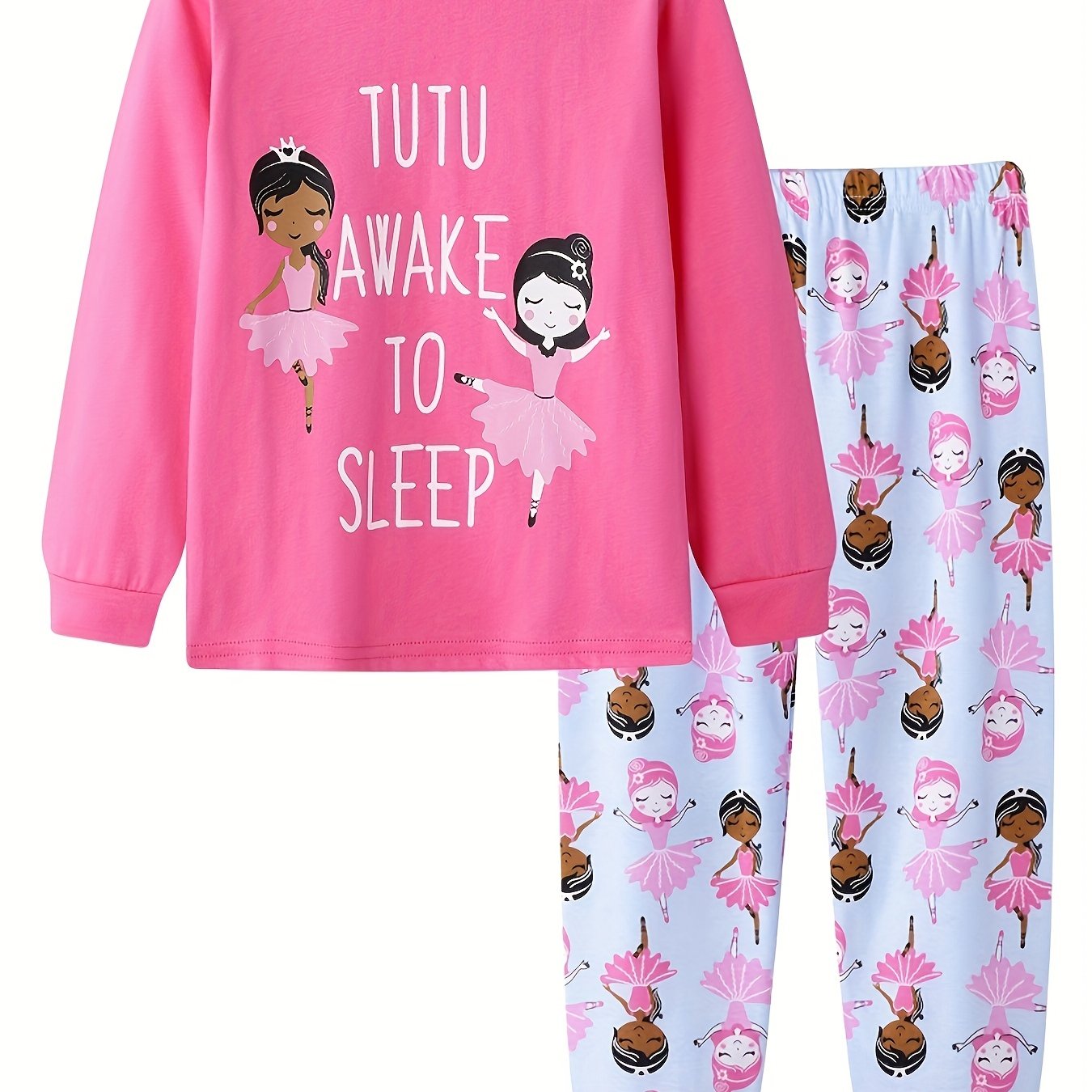 Toddler Girls Cotton Pajama Sets Cartoon Girls Pattern Round - Temu ...