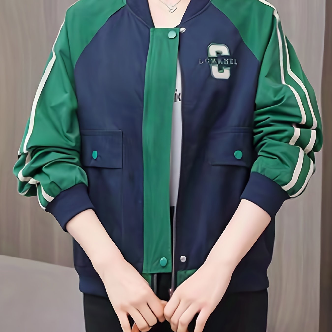 Letter Print Bomber Jacket Casual Baseball Neck Zip - Temu Netherlands