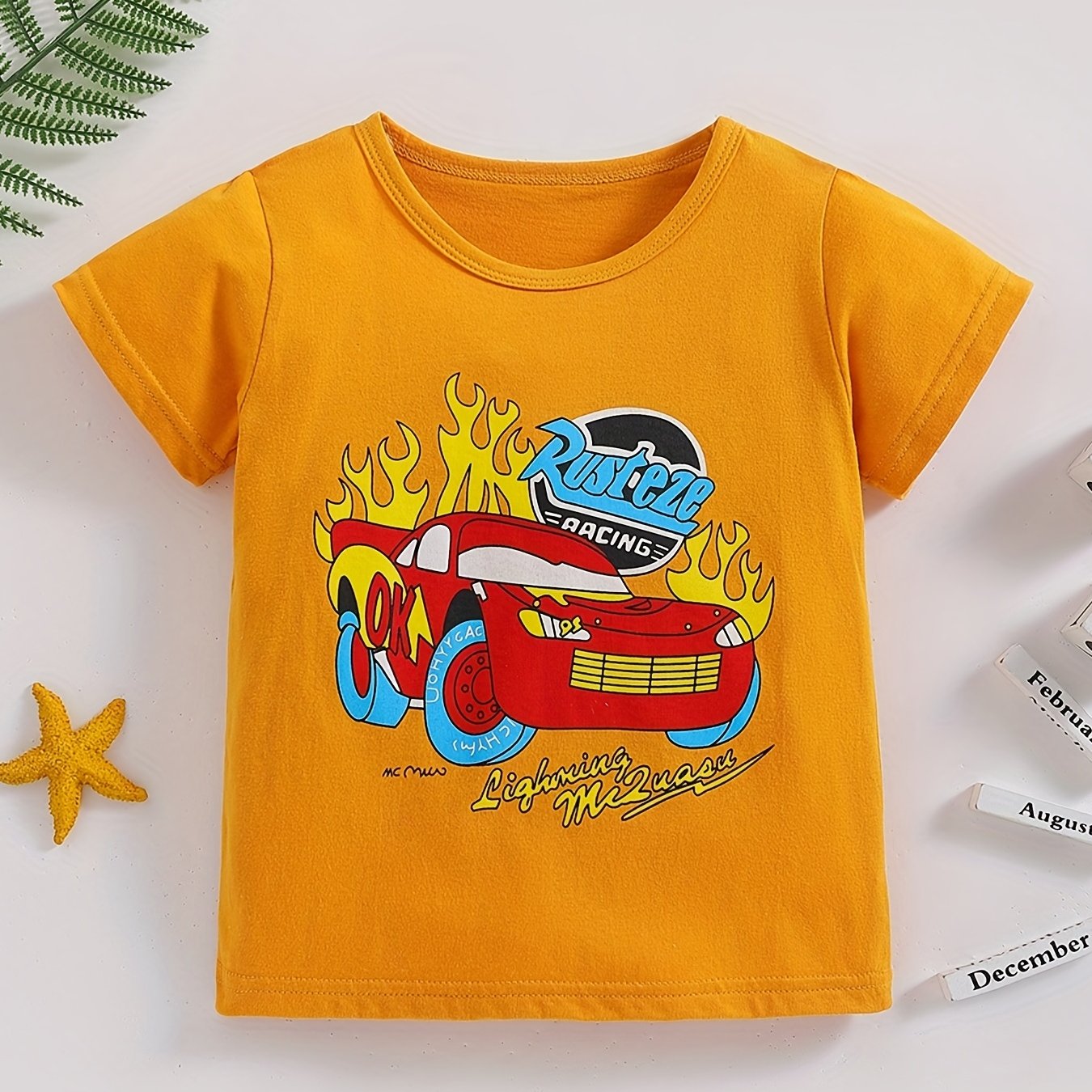 Fire Car Graphic Round Neck Cottton T shirt Tee Top Casual - Temu Ireland