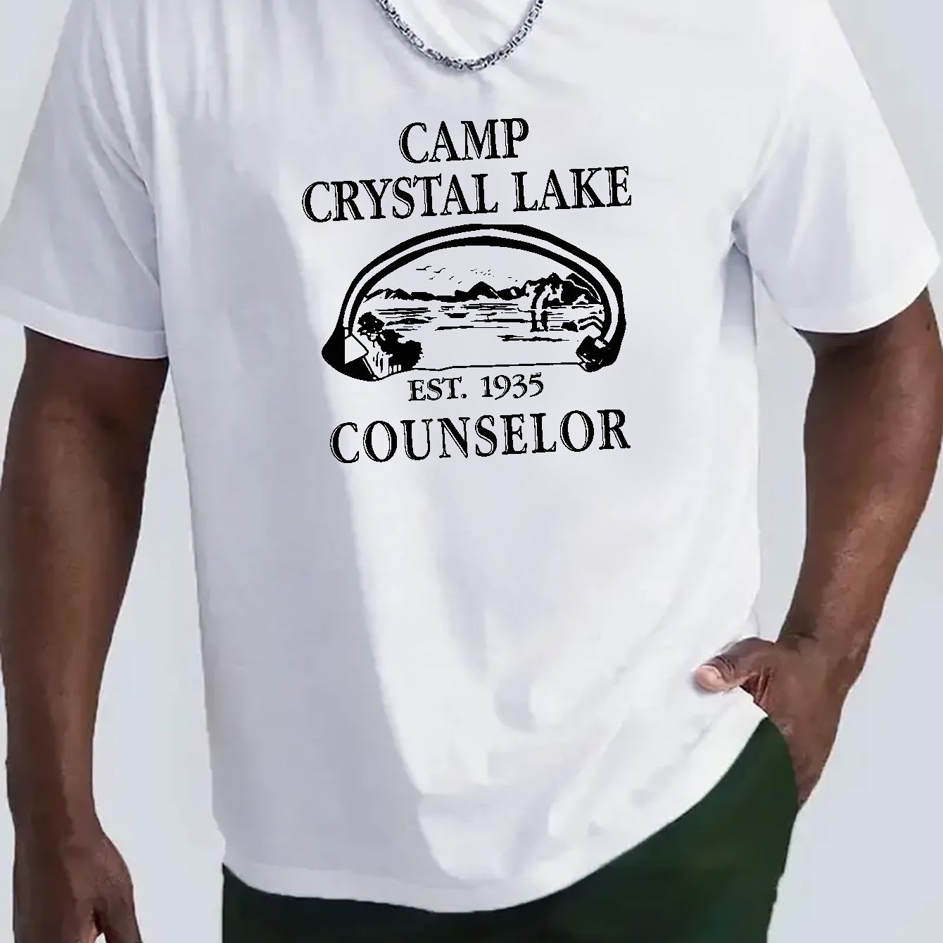 Camp Crystal Lake Pattern Print Men's Comfy Chic T shirt - Temu United ...