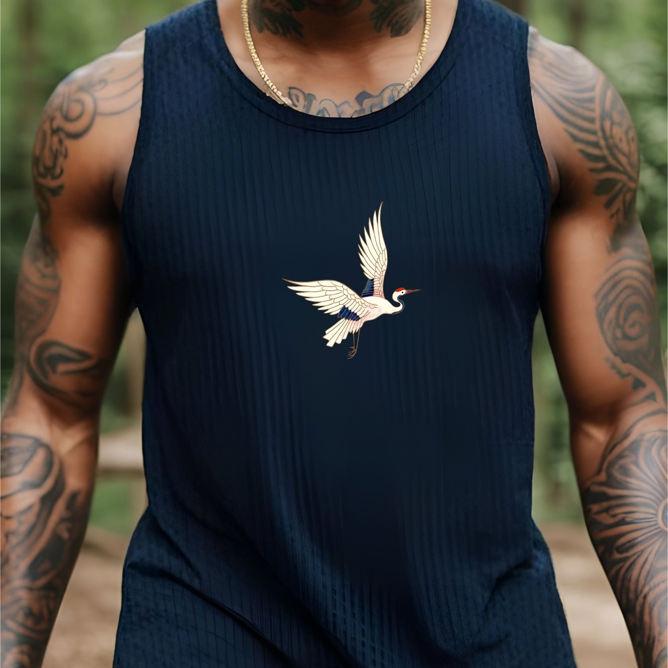 Crane Flying Pattern Print Men's A Shirt Casual Breathable - Temu Australia