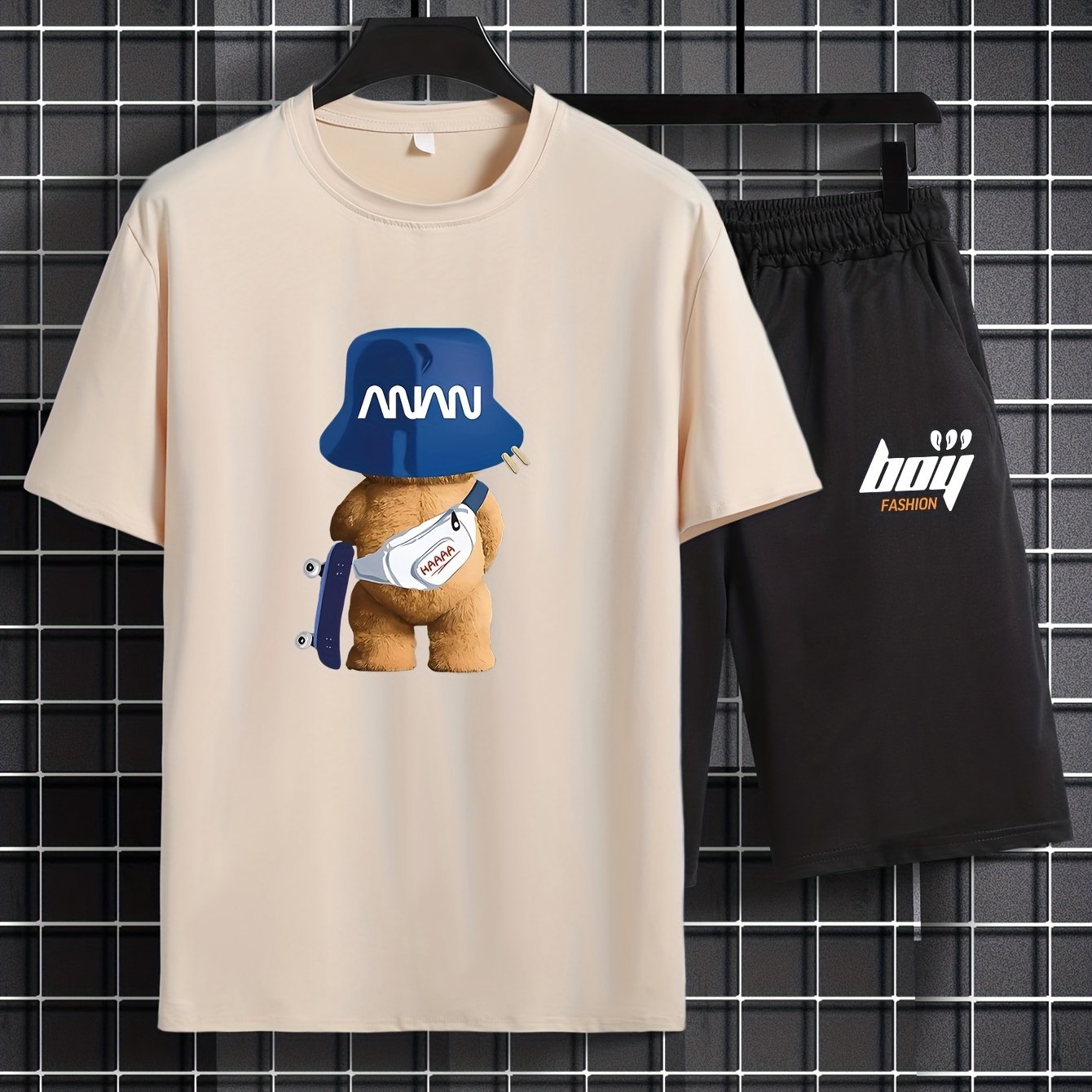 Plus Size Men's Cartoon Bear Skateboard Graphic Print T - Temu United ...