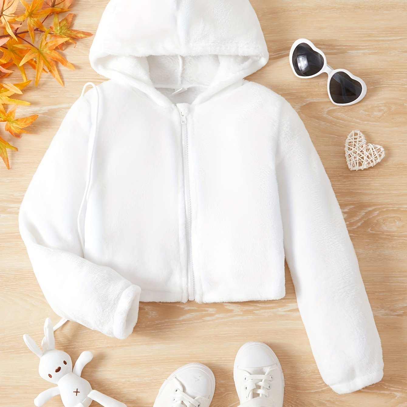 Girls' Soft Fleece Zipper Up Hood Jacket Coat With Free Plush Bunny Toy ...