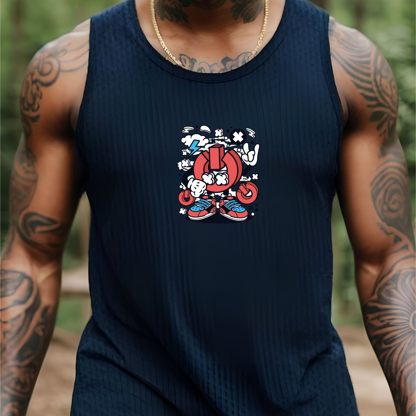 Standing Shutdown Button Pattern Print Men's A Shirts, Casual ...