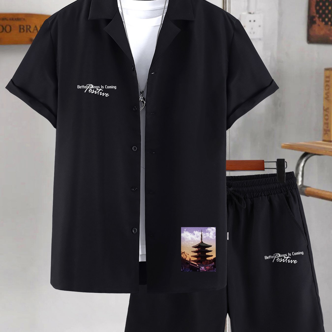 Oversized Outfits For Men, Abstraction/"selfdom" Graphic Print Shirt ...