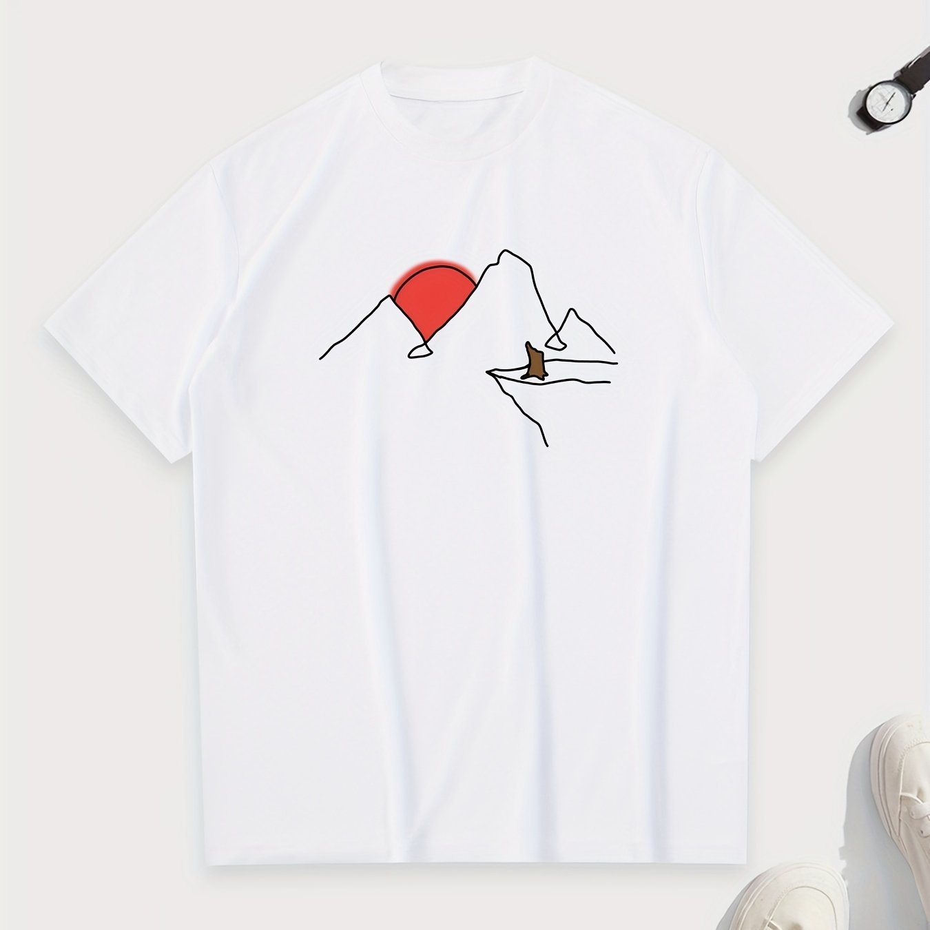 'v' Print Men's Plus Size T-shirts, Casual Graphic Tees, Men's Summer ...