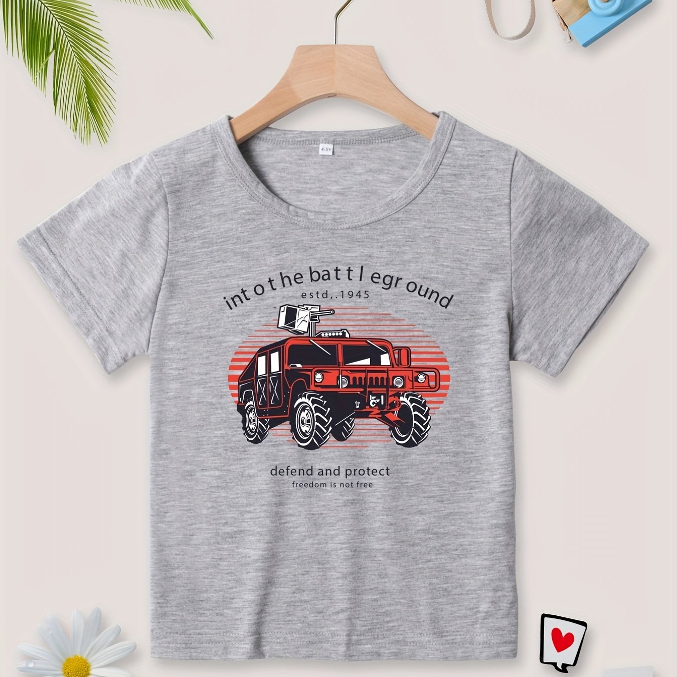 T shirt Imprimé Véhicule Tout terrain Rouge À Mode Garçons - Temu France