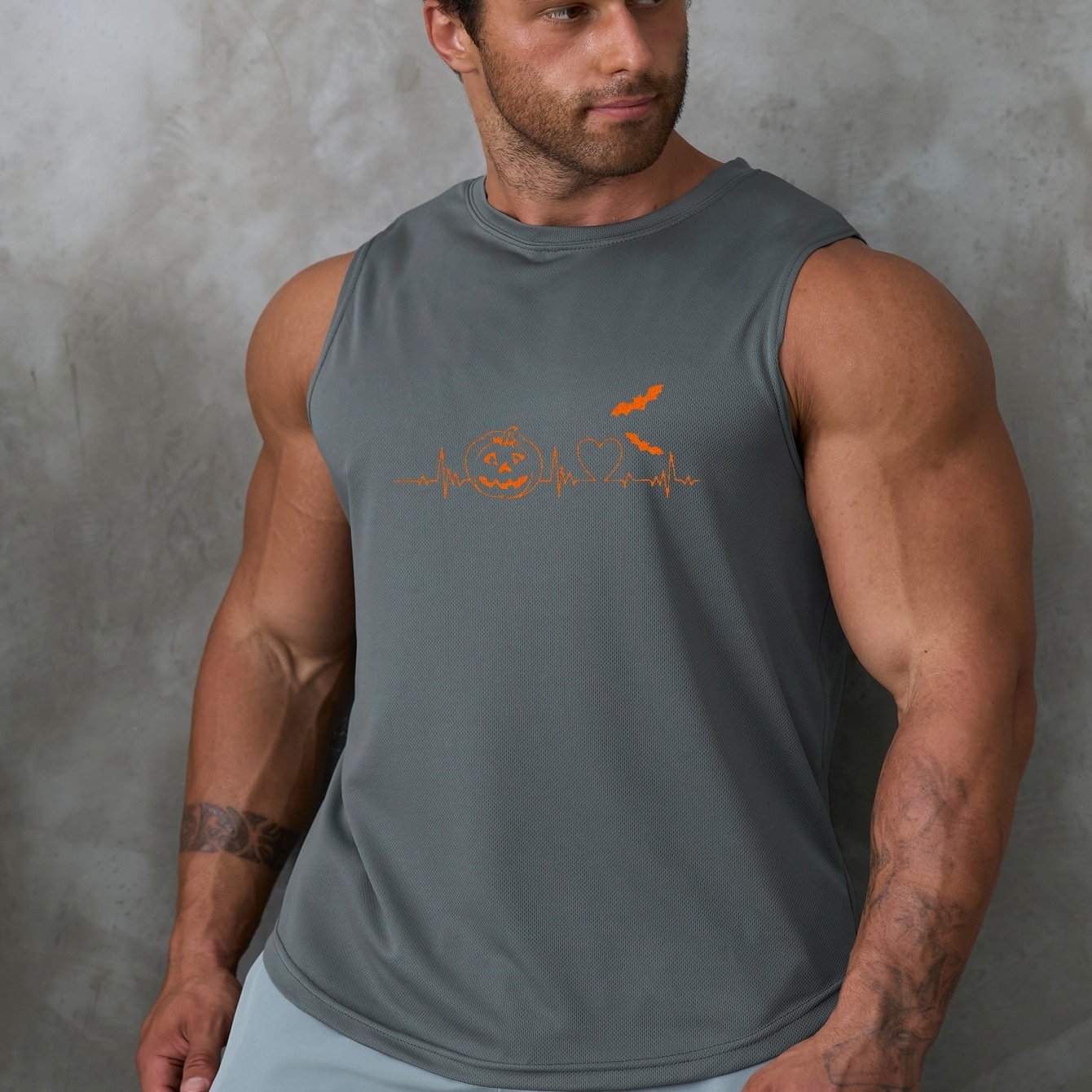Casual Halloween Pumpkin Pattern Men's Tank Top Breathable - Temu Australia