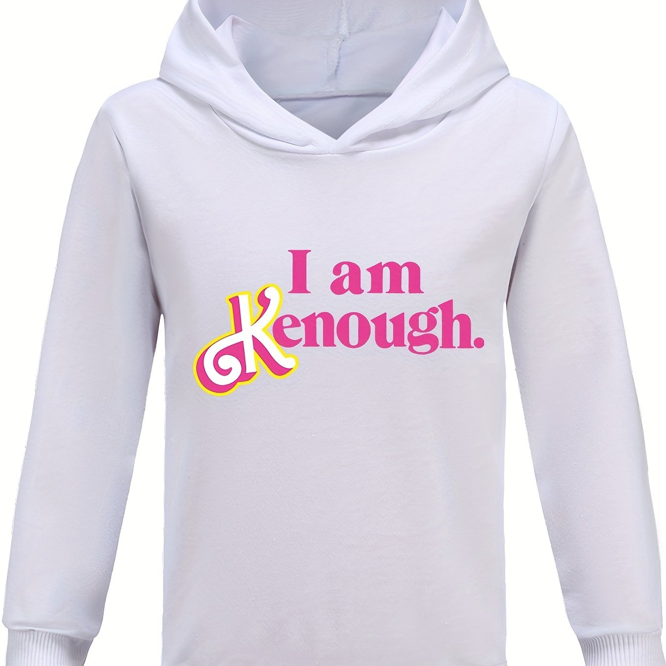 Girls/ Boys "i Am Kenough" Slogan Print Hooded Sweatshirt - Temu Australia